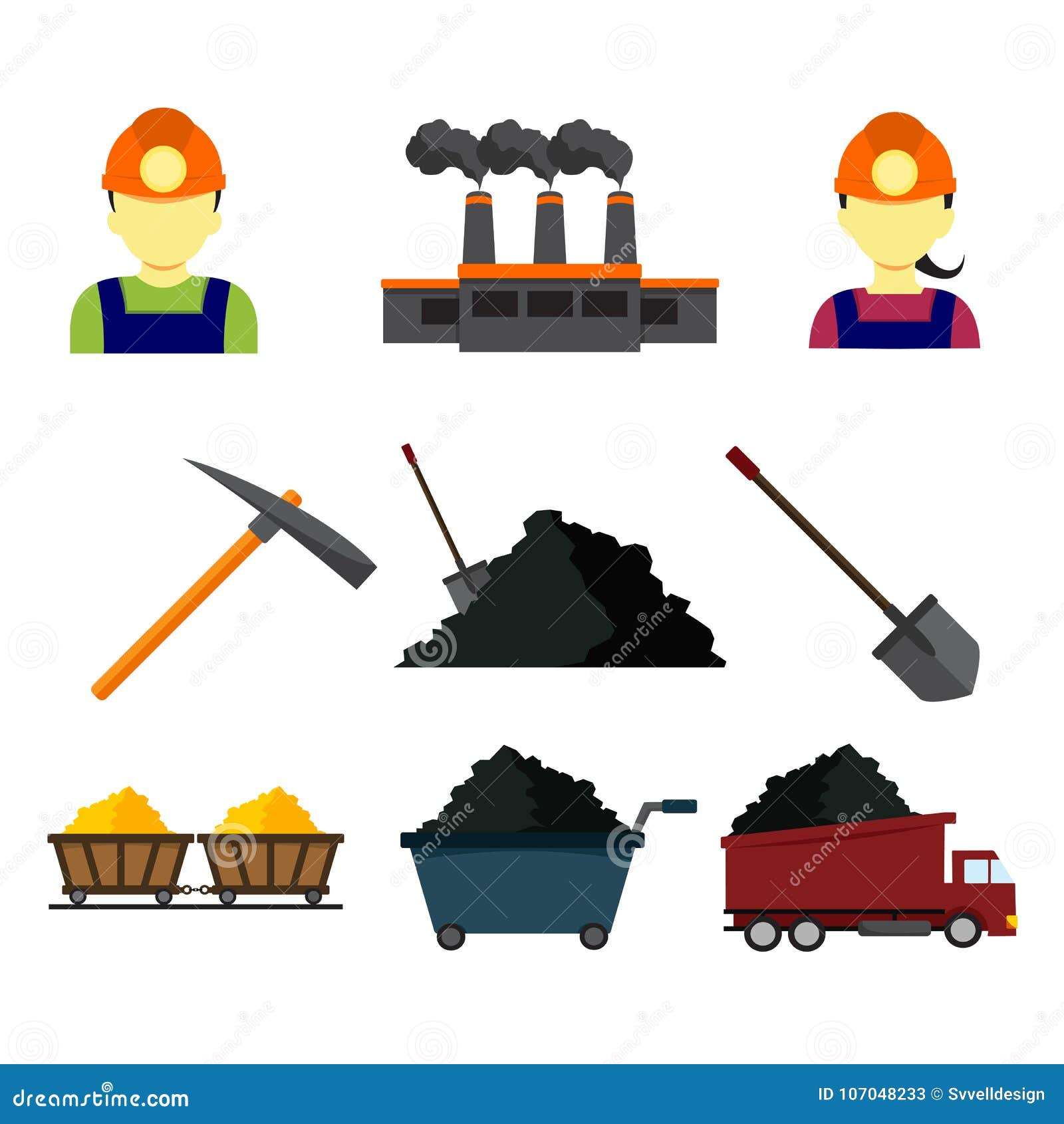 Simple Flat Style Mining Vector Illustration Graphic Set Stock Vector ...