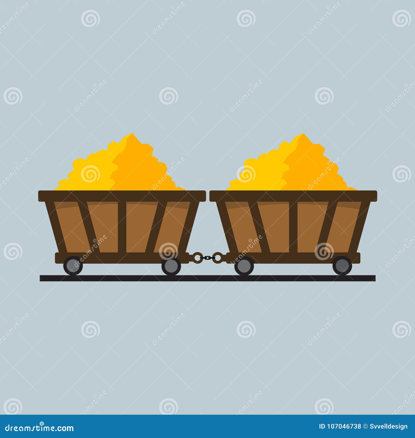 Simple Flat Style Train of Gold Mining Vector Illustration Graphic ...