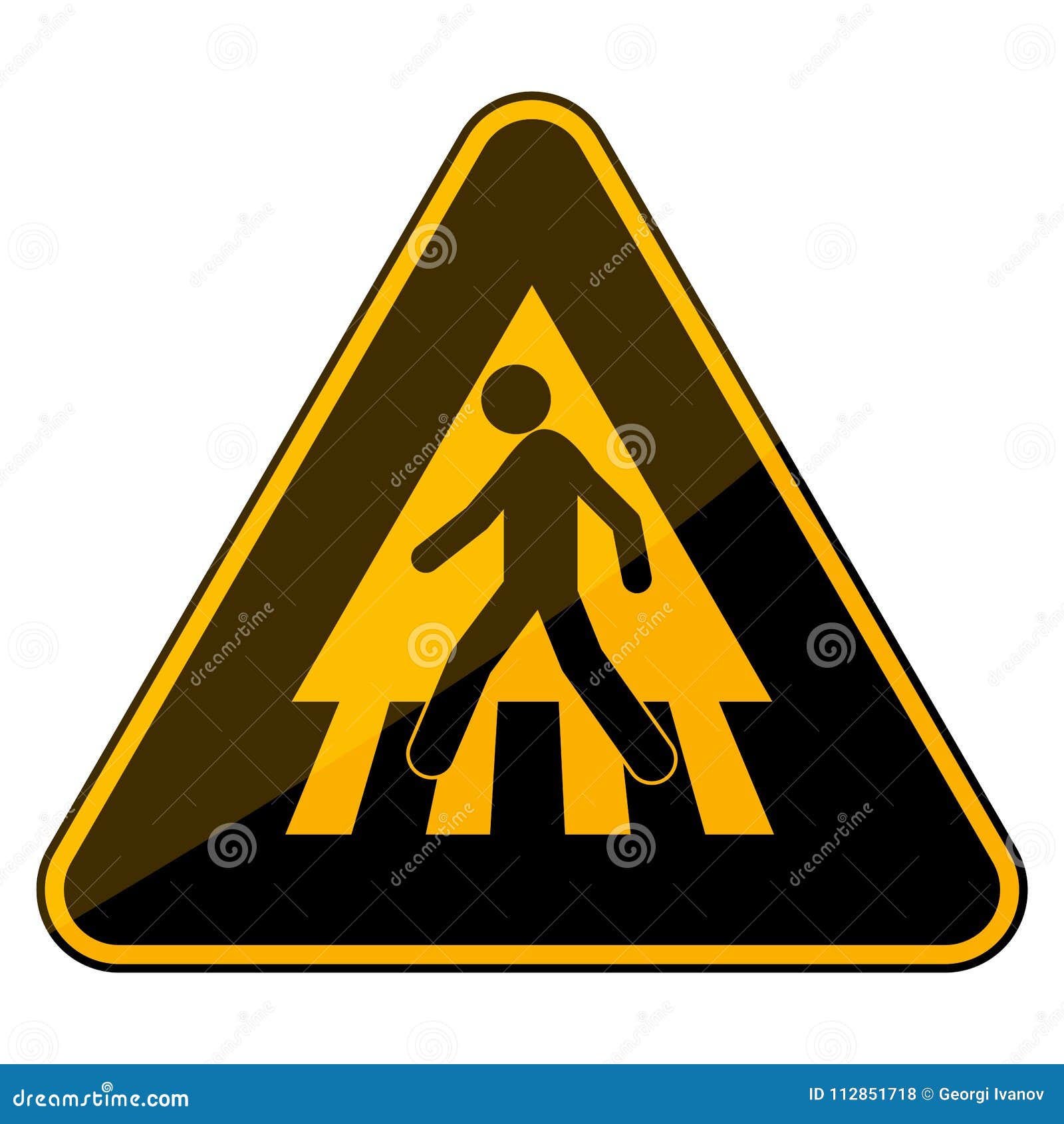 Simple, Flat, Triangular Crosswalk Sign. Black and Yellow. Isolated on ...