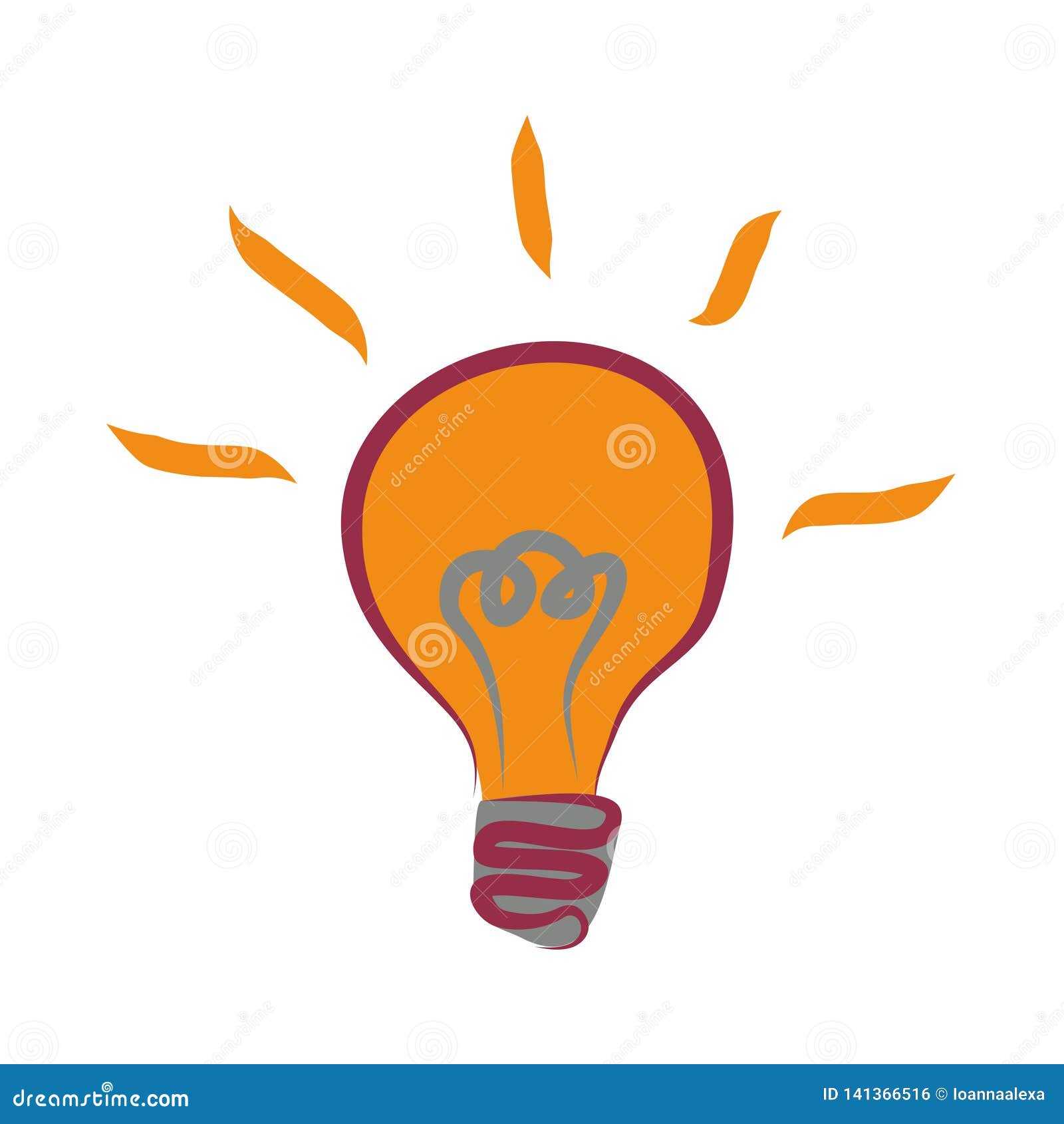 Simple Flat Tricolor Vector Icon of Glowing Light Bulb. Clipart ...
