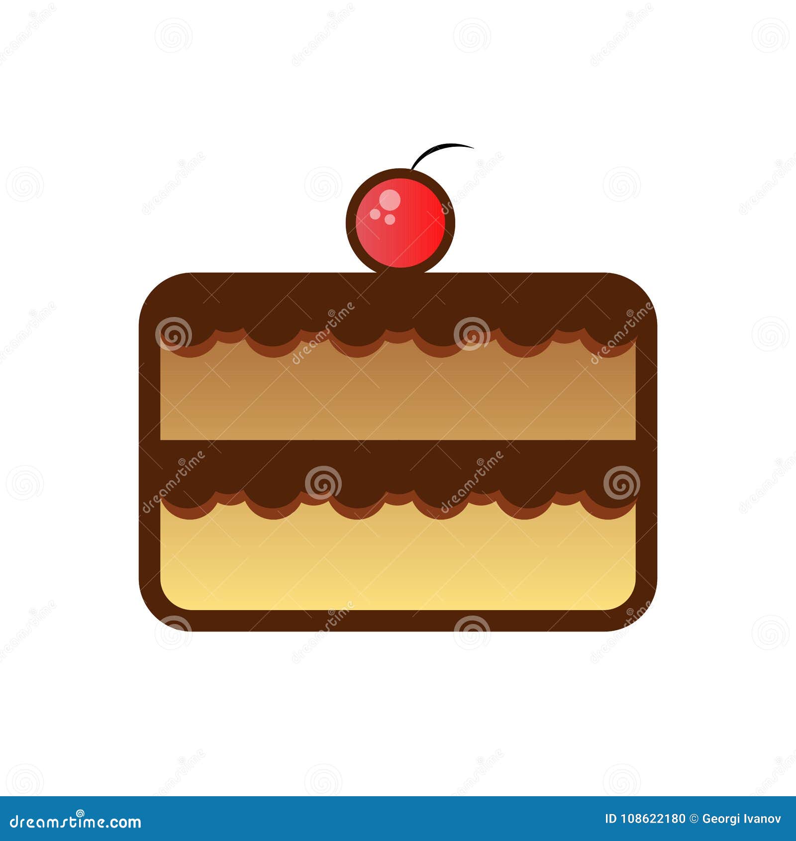 Simple Flat, Vector Cake. Isolated on White Stock Vector - Illustration ...