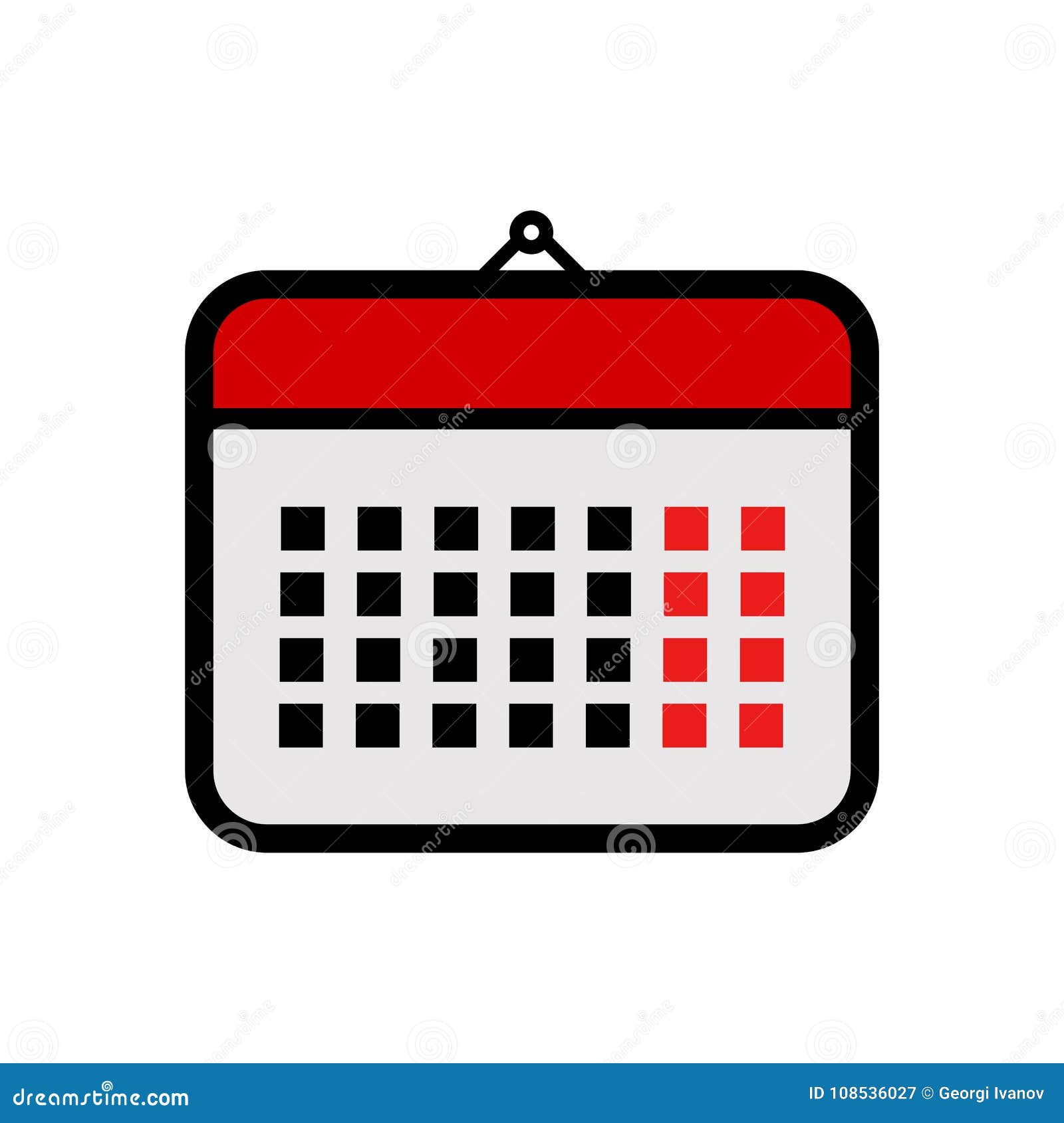 Simple, Flat Calendar Icon. Stock Vector - Illustration of paper, page ...
