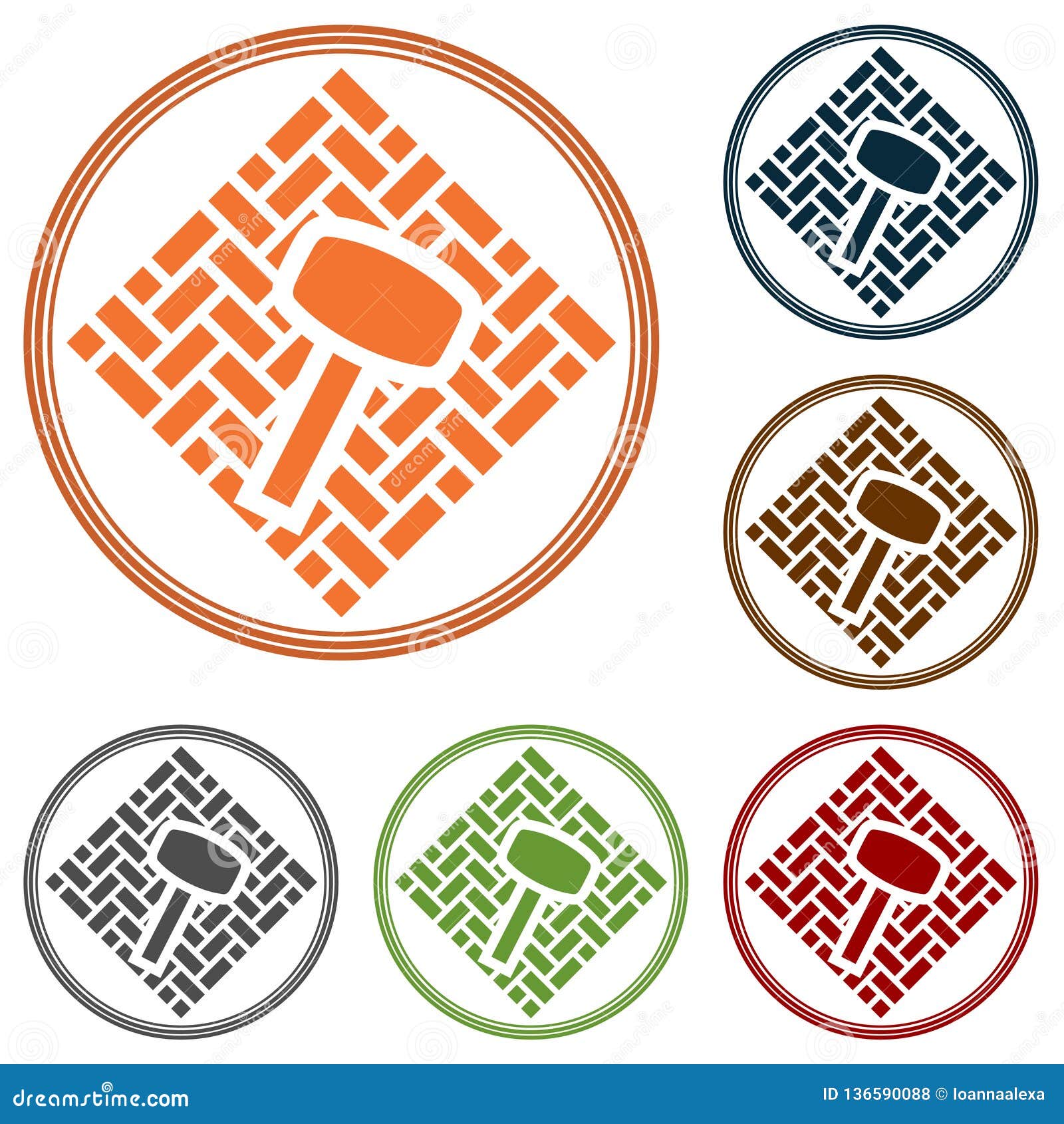 Simple Flat Vector Icon or Logo for Stone Paving Services. the Mallet ...