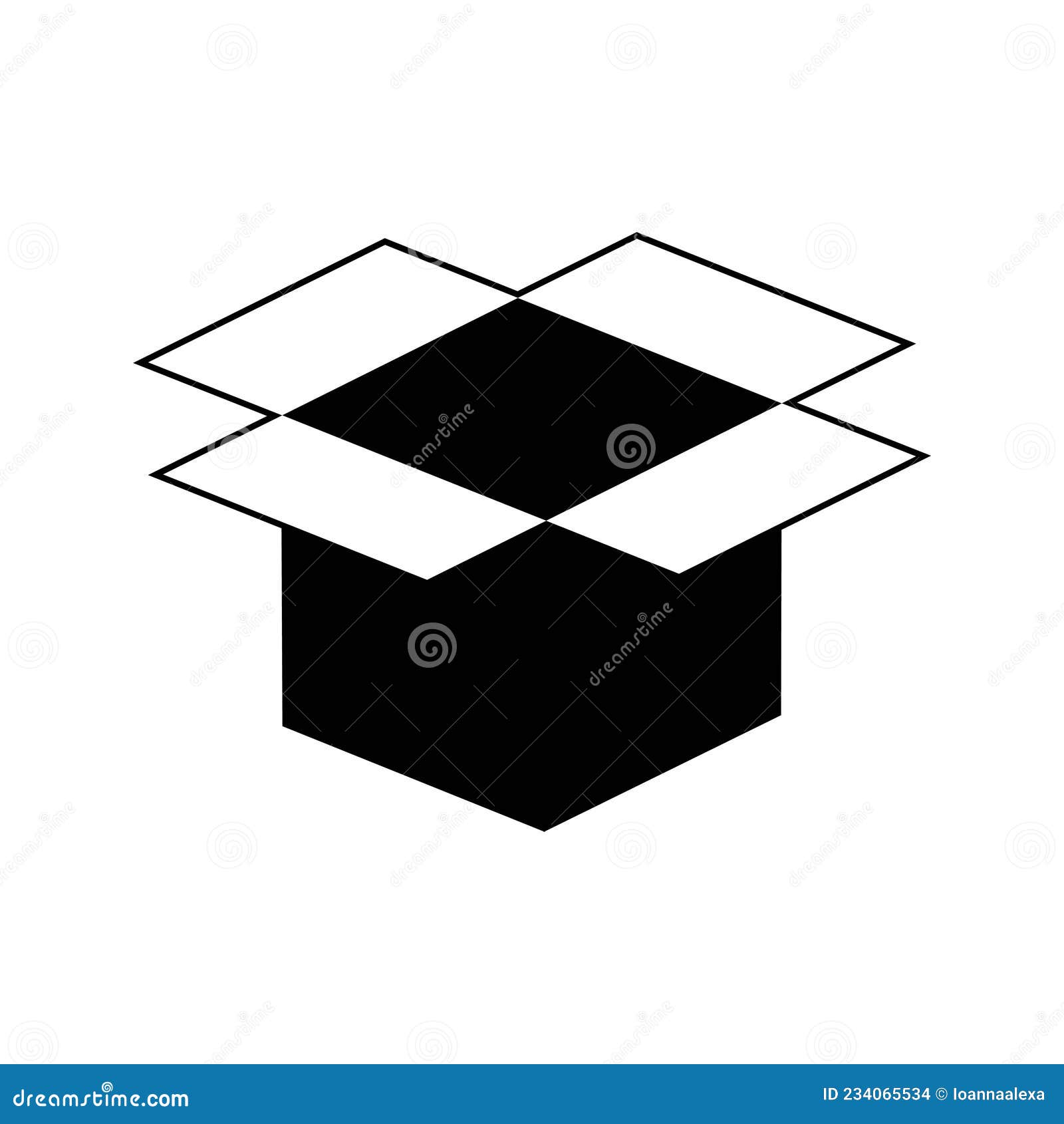 Simple Flat Vector Open Cardboard Box Icon Stock Vector - Illustration ...
