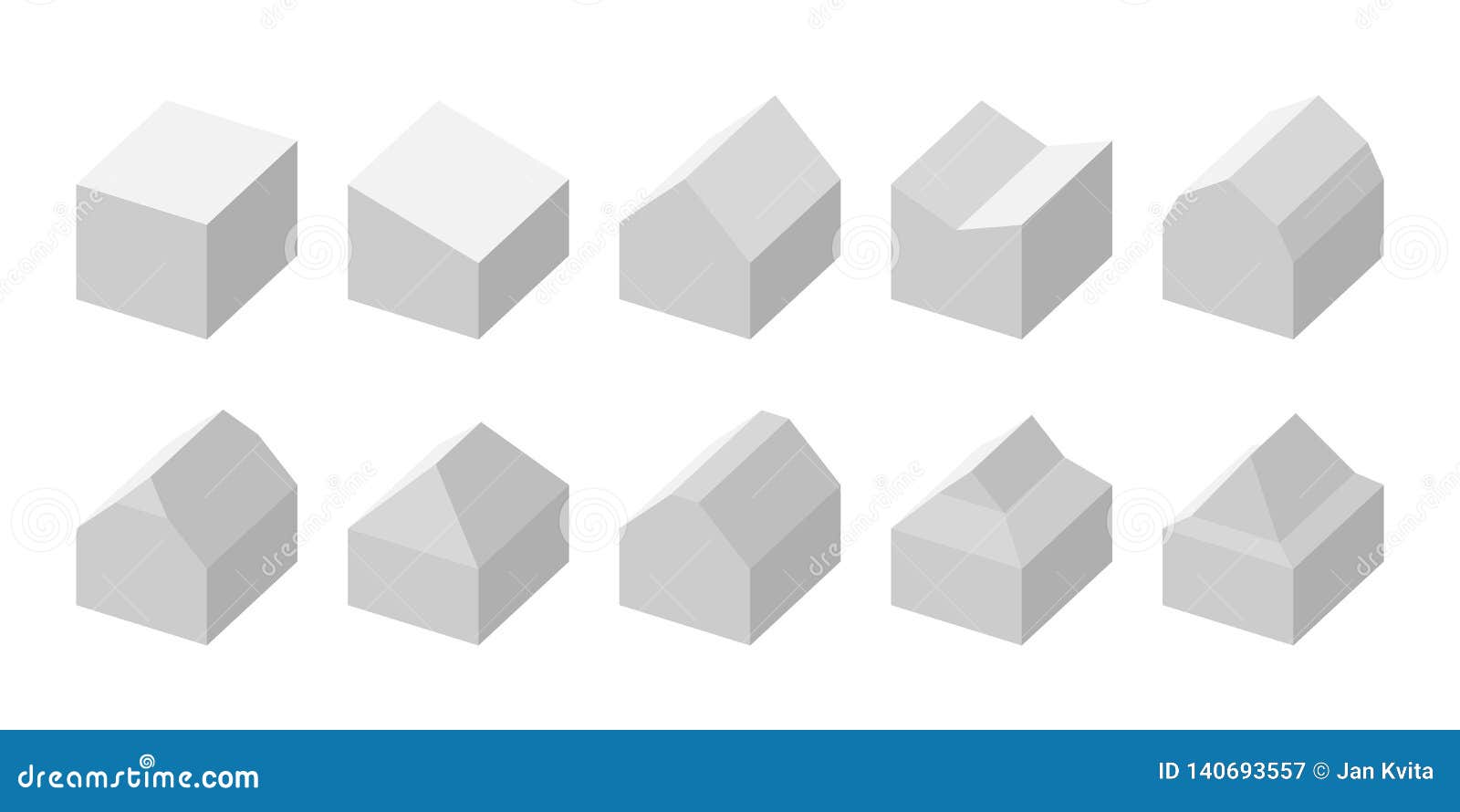 Simple Flat Vector Set of Different House Roof Shapes Stock Vector ...