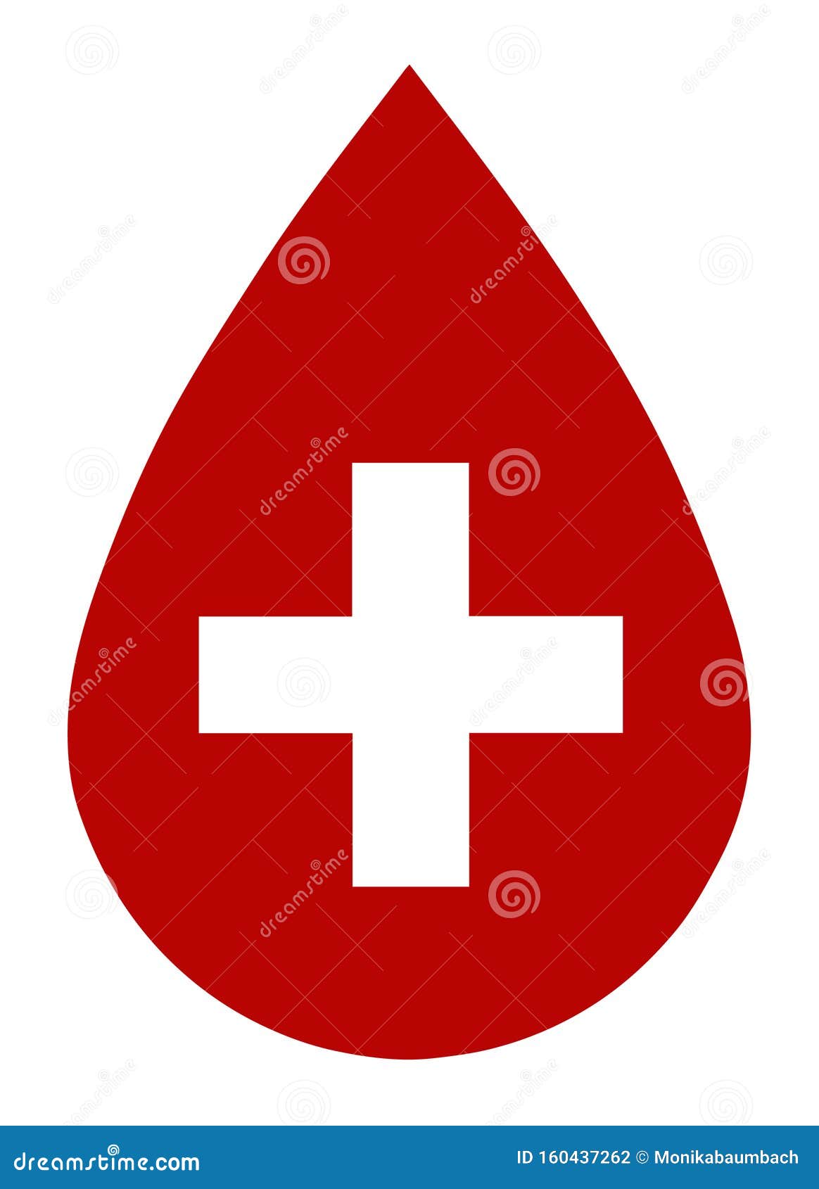 Vector Web Icon of a Single Red Blood Drop with White Cross in Midle ...