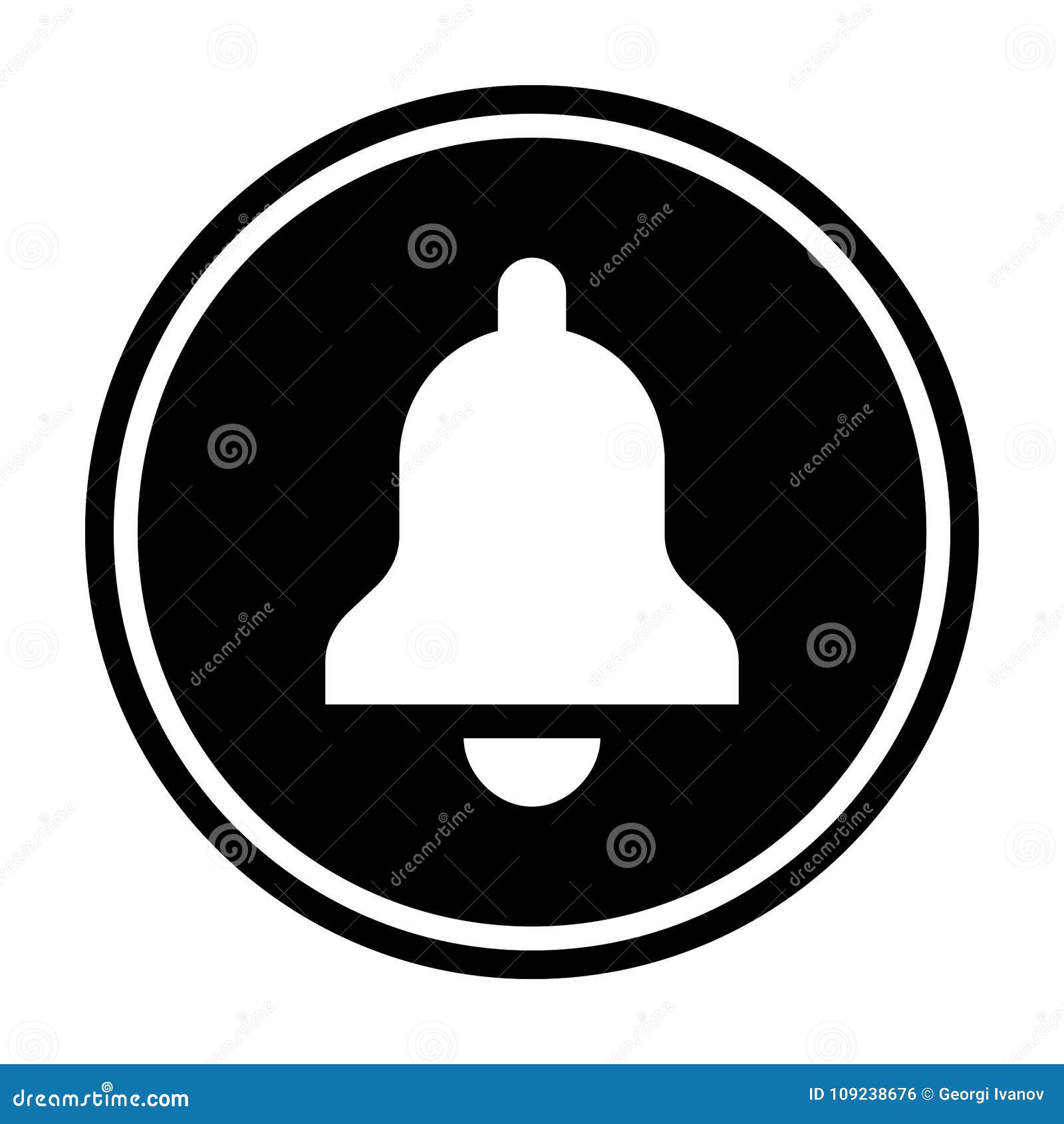 Simple, Flat, White Bell Icon. Circular Icon Stock Vector ...