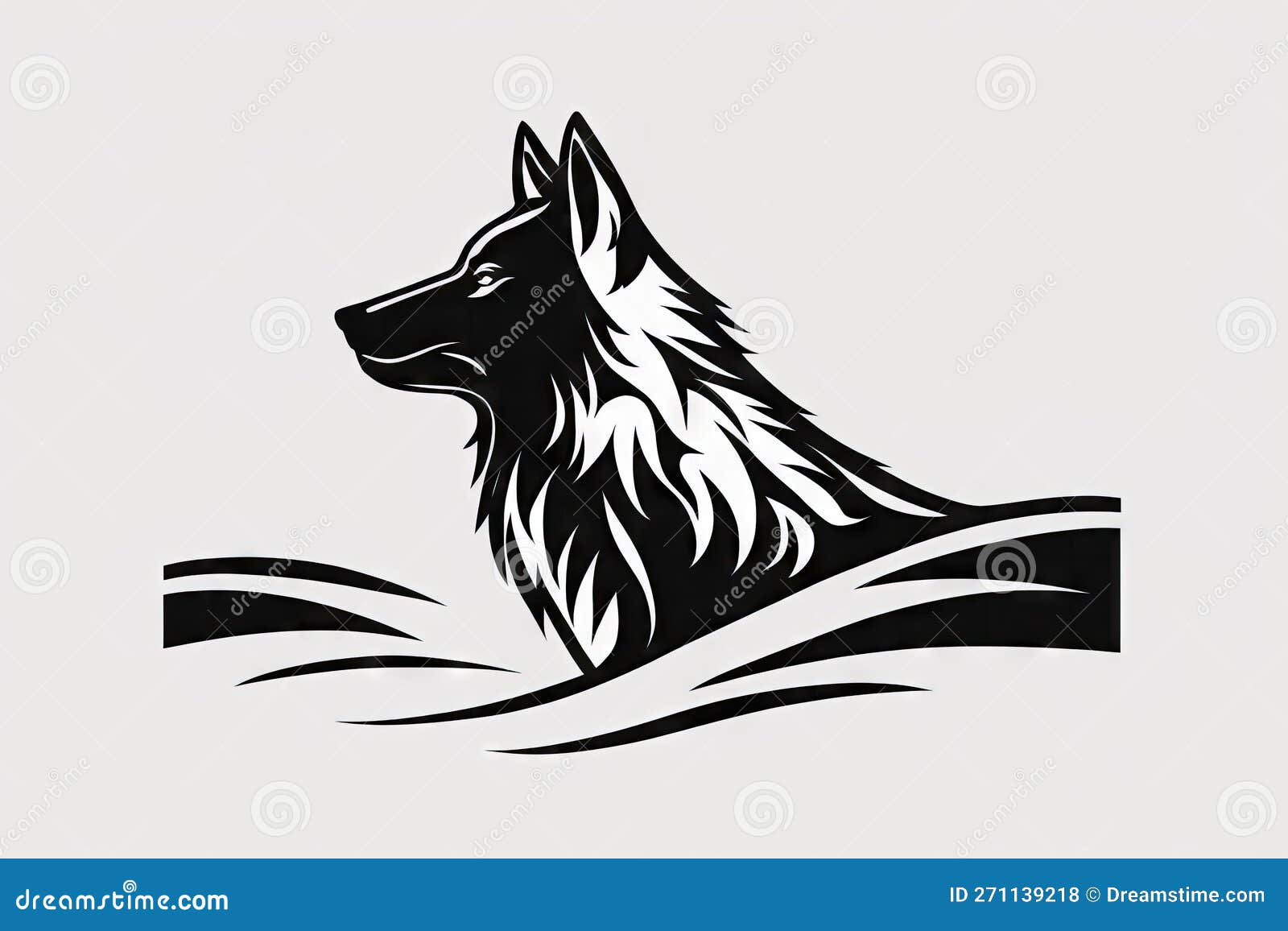 Simple Flat Wolf Logo in Minimal Style Stock Illustration ...