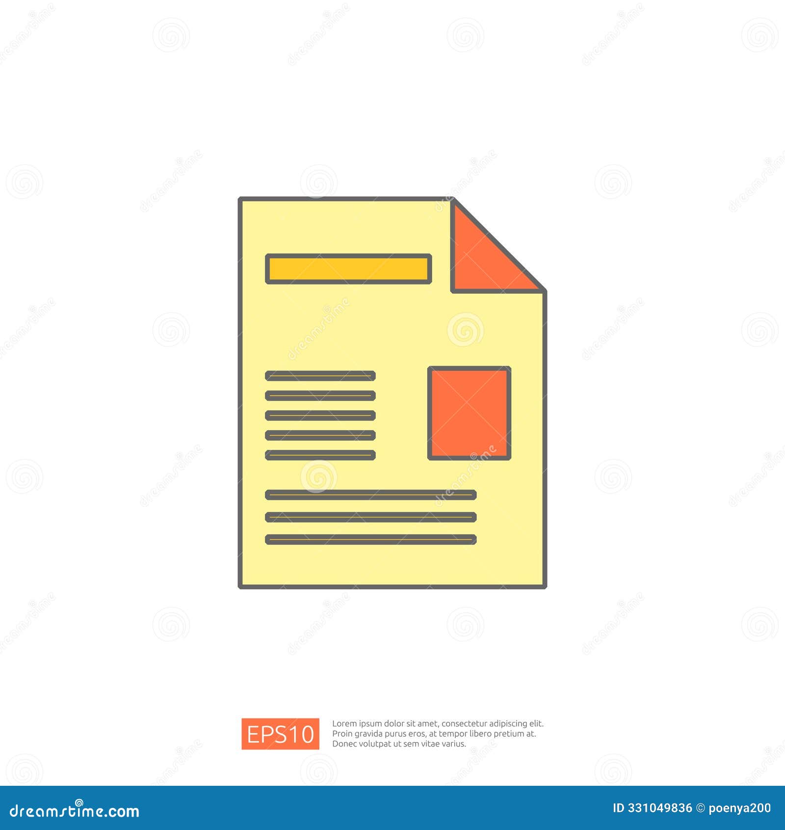 A Simple, Flat, Yellow and Red Document Icon with a Black Outline ...