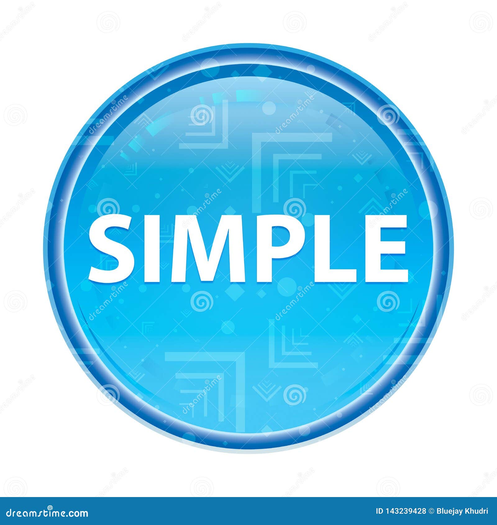 Simple Floral Blue Round Button Stock Illustration - Illustration of ...