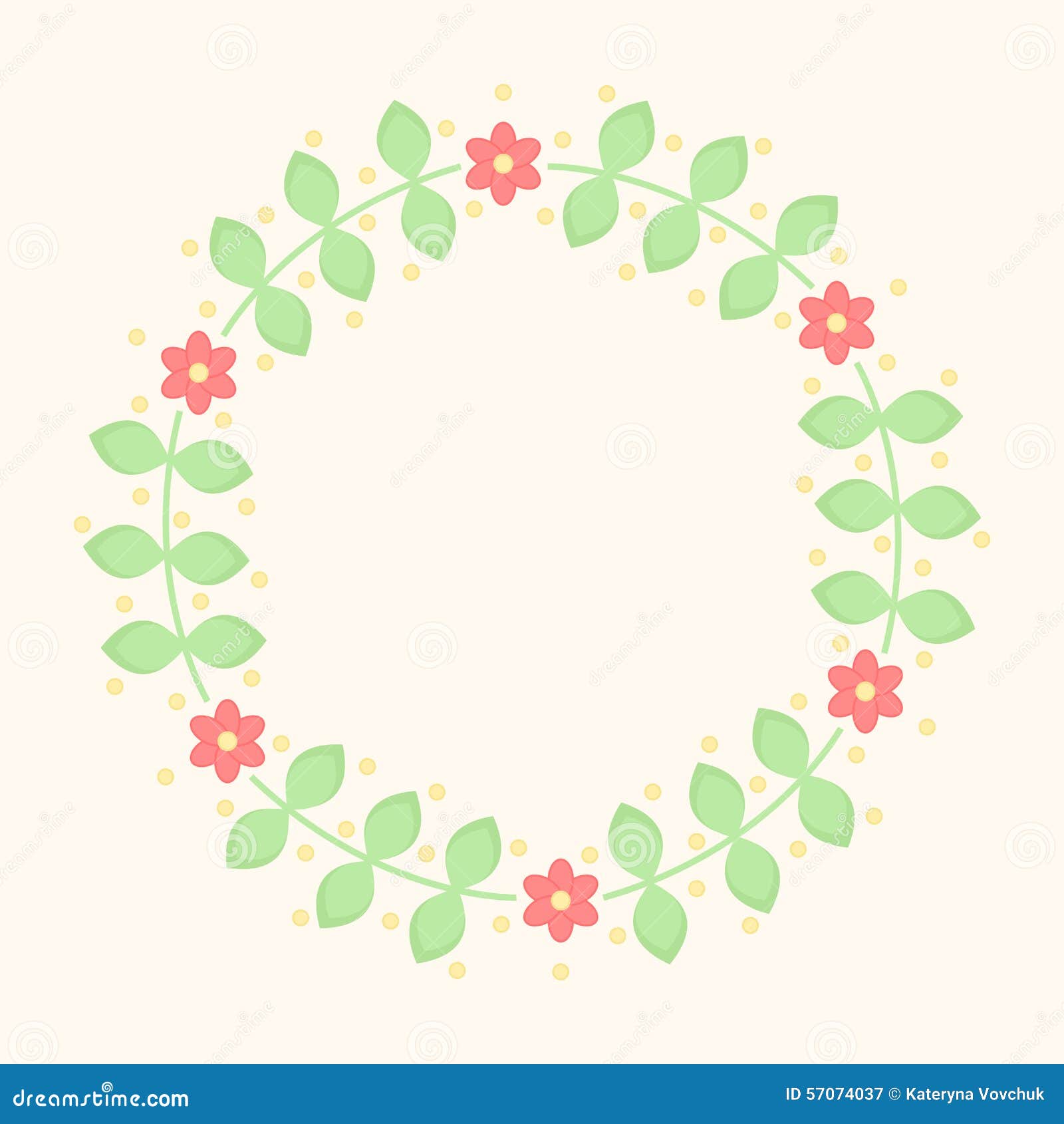 Simple Floral Elements Circle Background Stock Vector - Illustration of ...