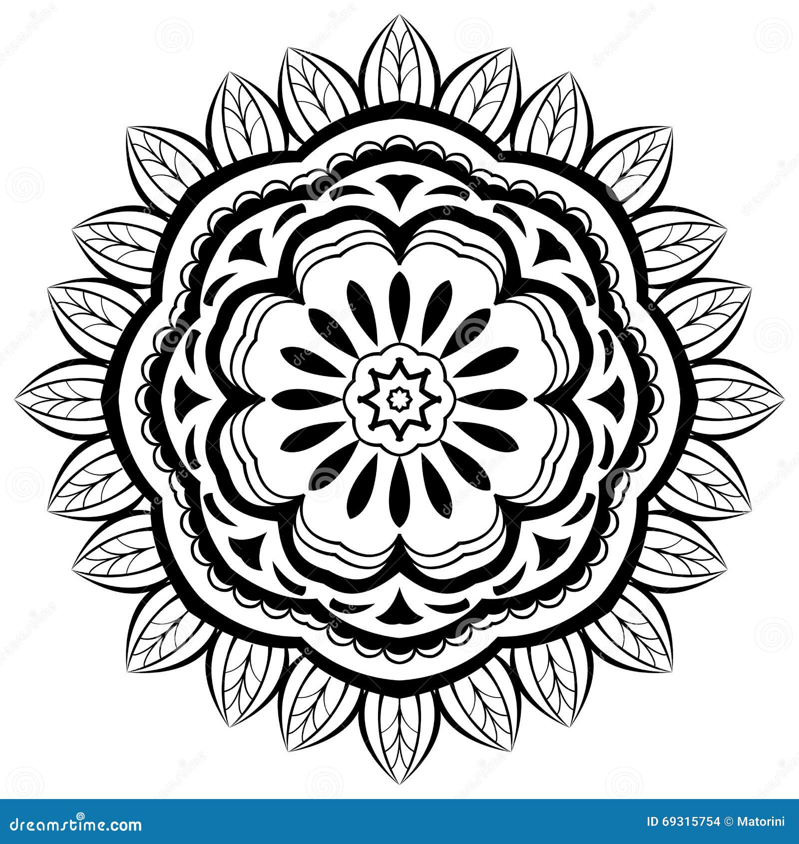 Simple floral mandala. stock vector. Illustration of henna - 69315754