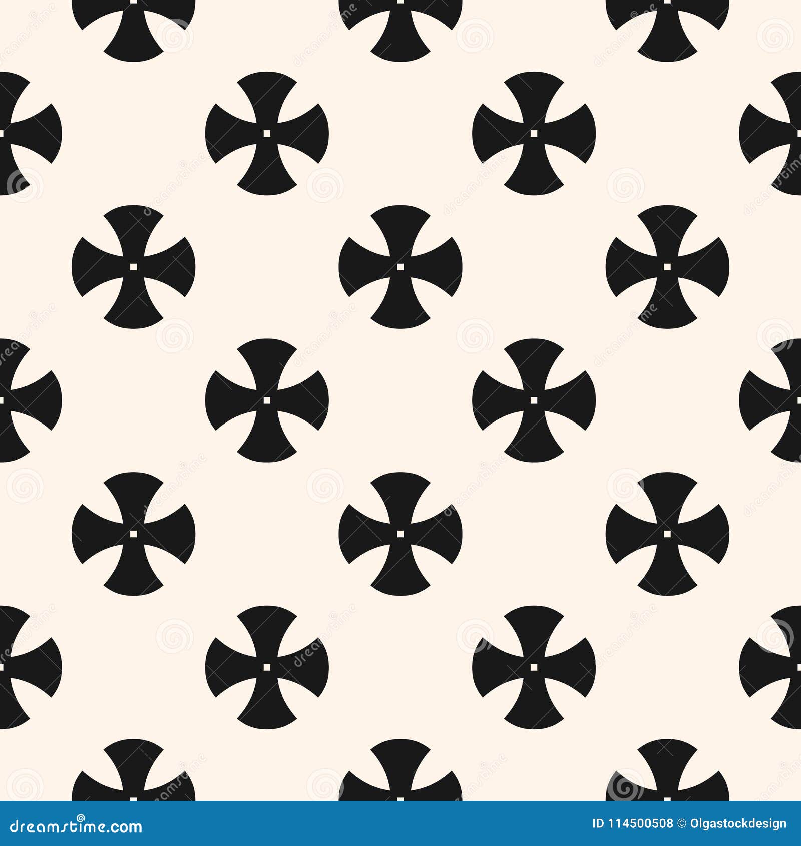 Simple Floral Pattern. Seamless Texture with Cross Shapes. Stock Vector ...