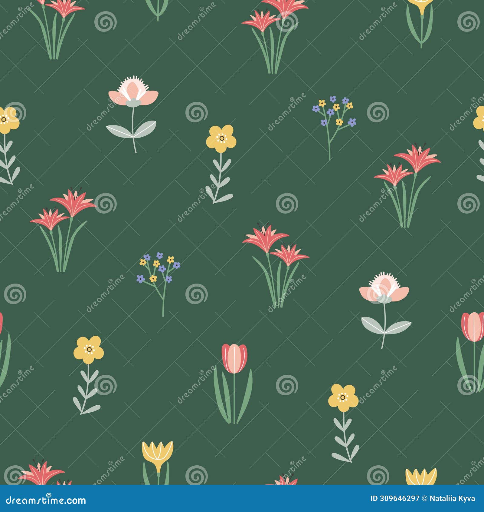 Simple Floral Pattern Vector Design Stock Illustration - Illustration ...