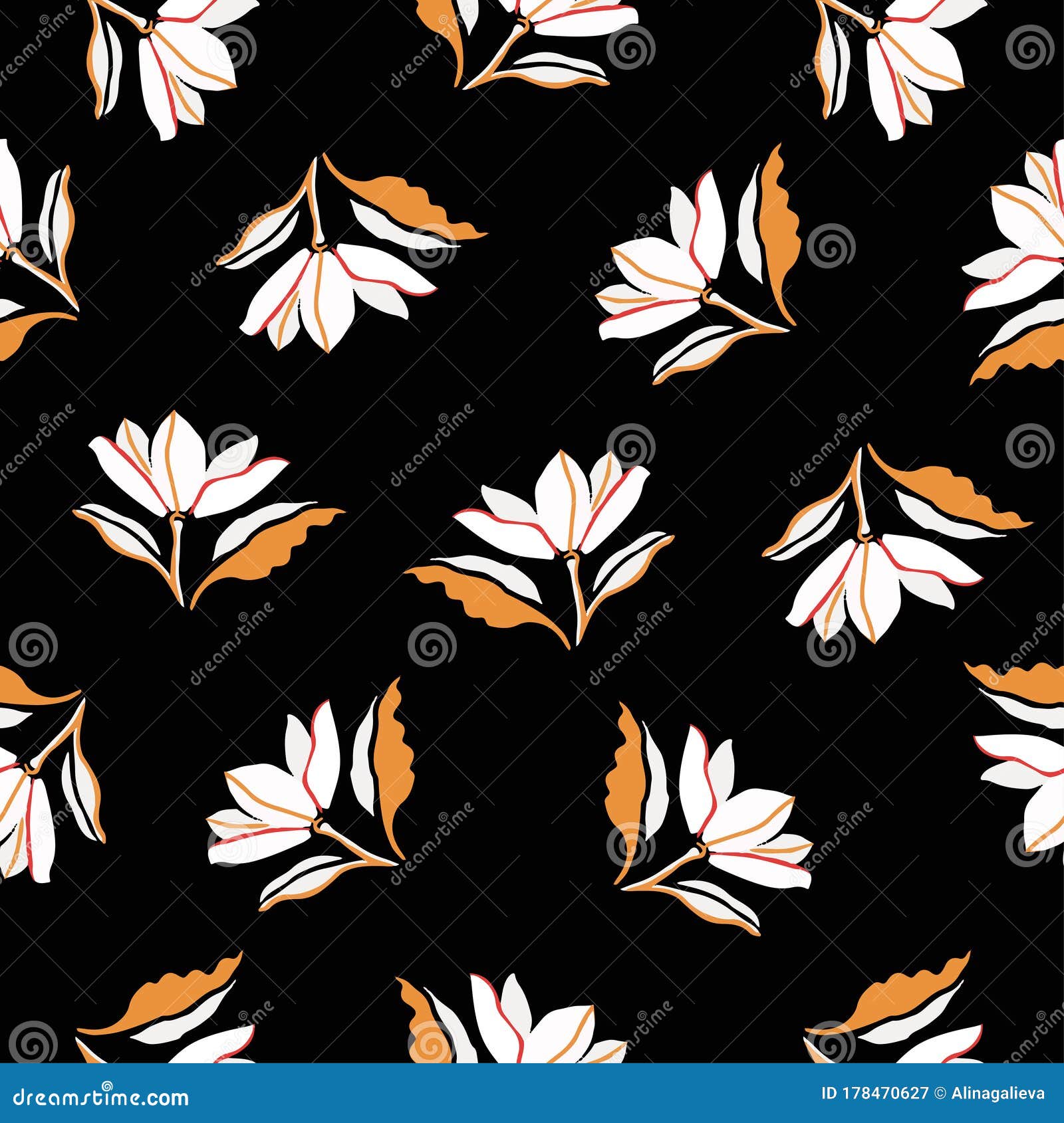 Simple Floral Pattern. Vintage Simple Flower Seamless Pattern Stock ...