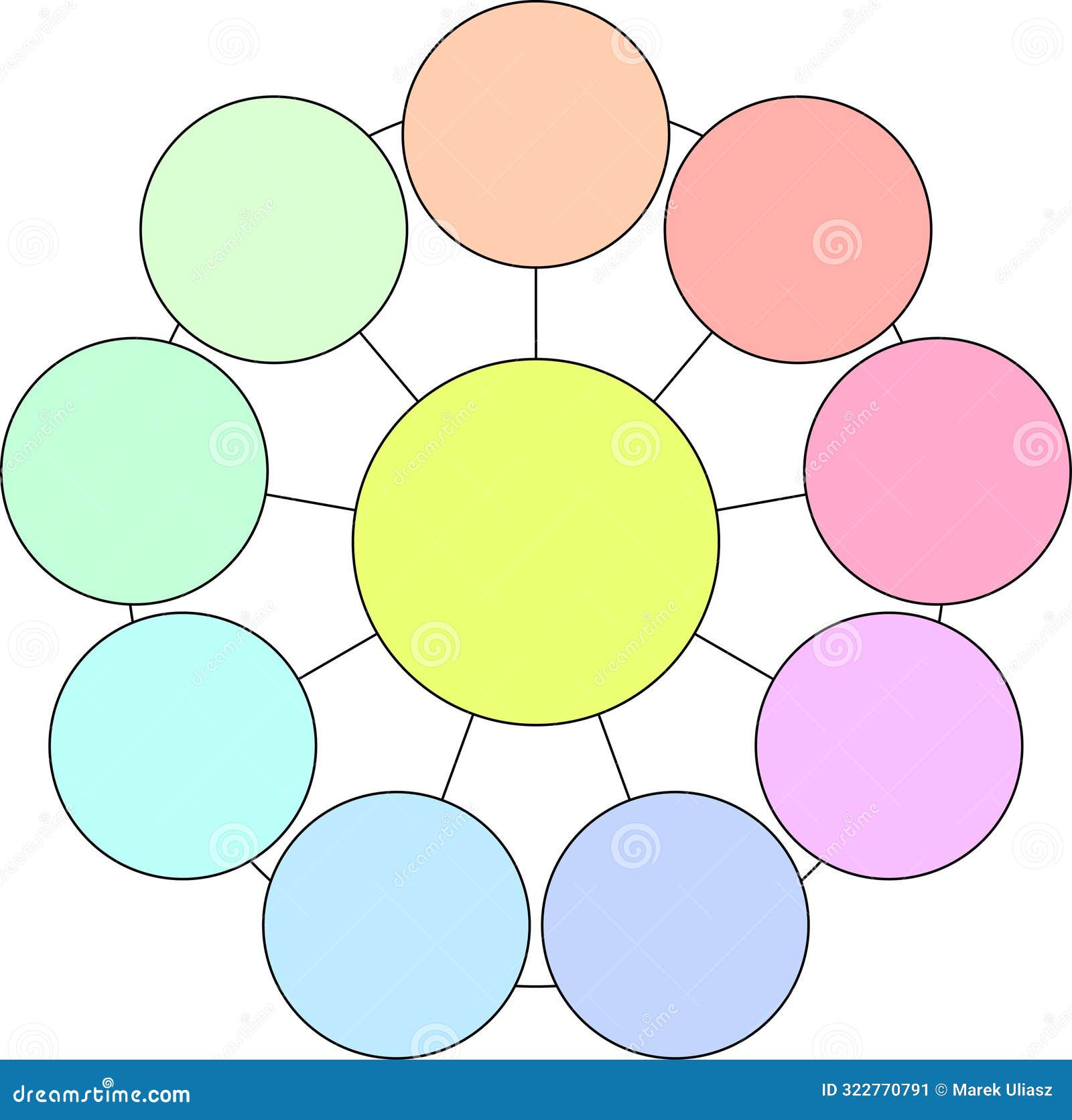 Simple Flowchart, Bubble Diagram or Mind Map Infographics Template with ...