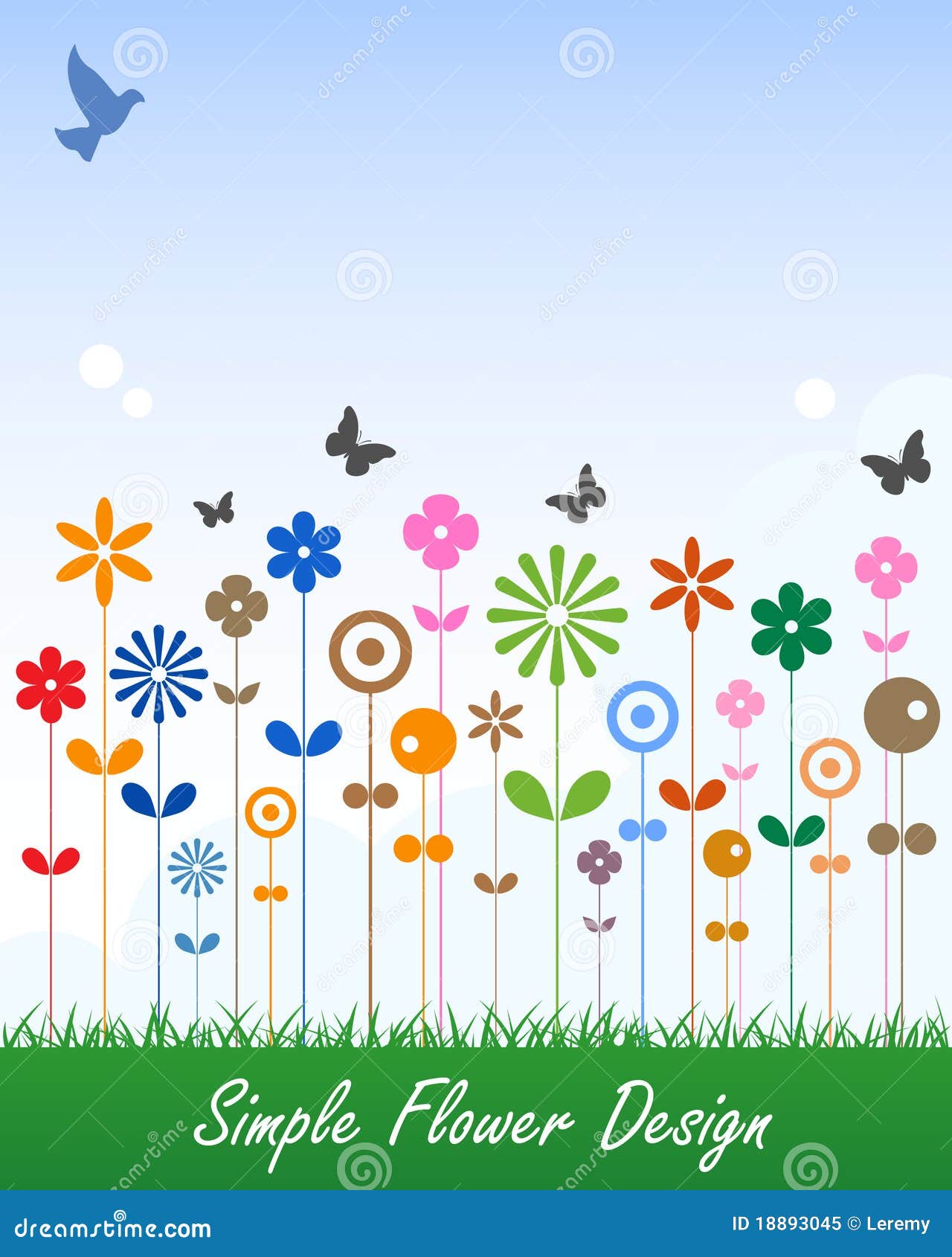 Simple Flower Card Message Label Stock Vector - Illustration of blue ...