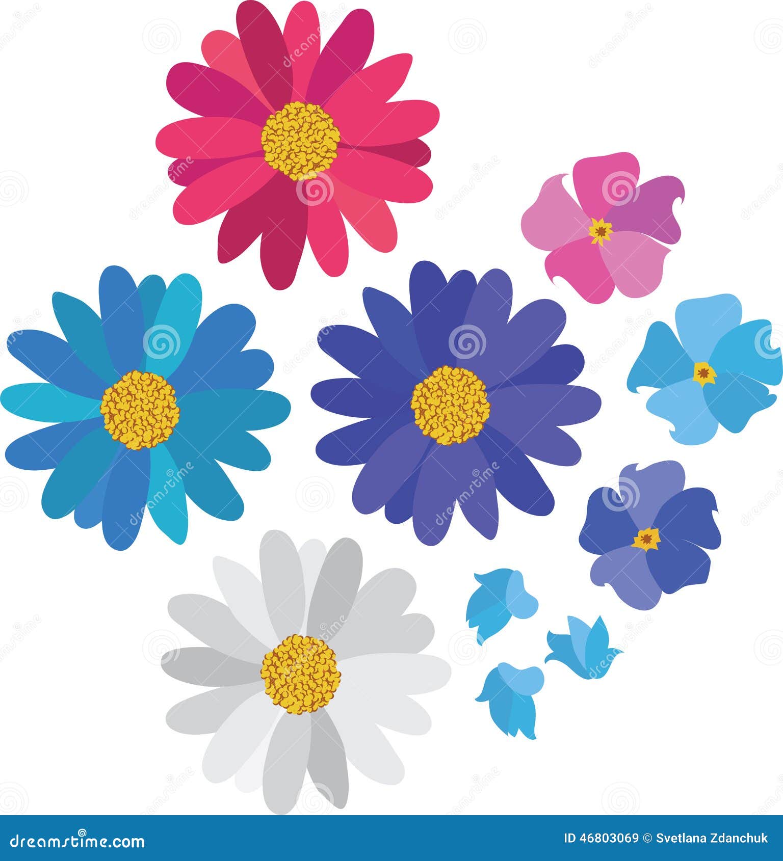Simple Flower Daisy Collection Isolated on White Stock Vector ...
