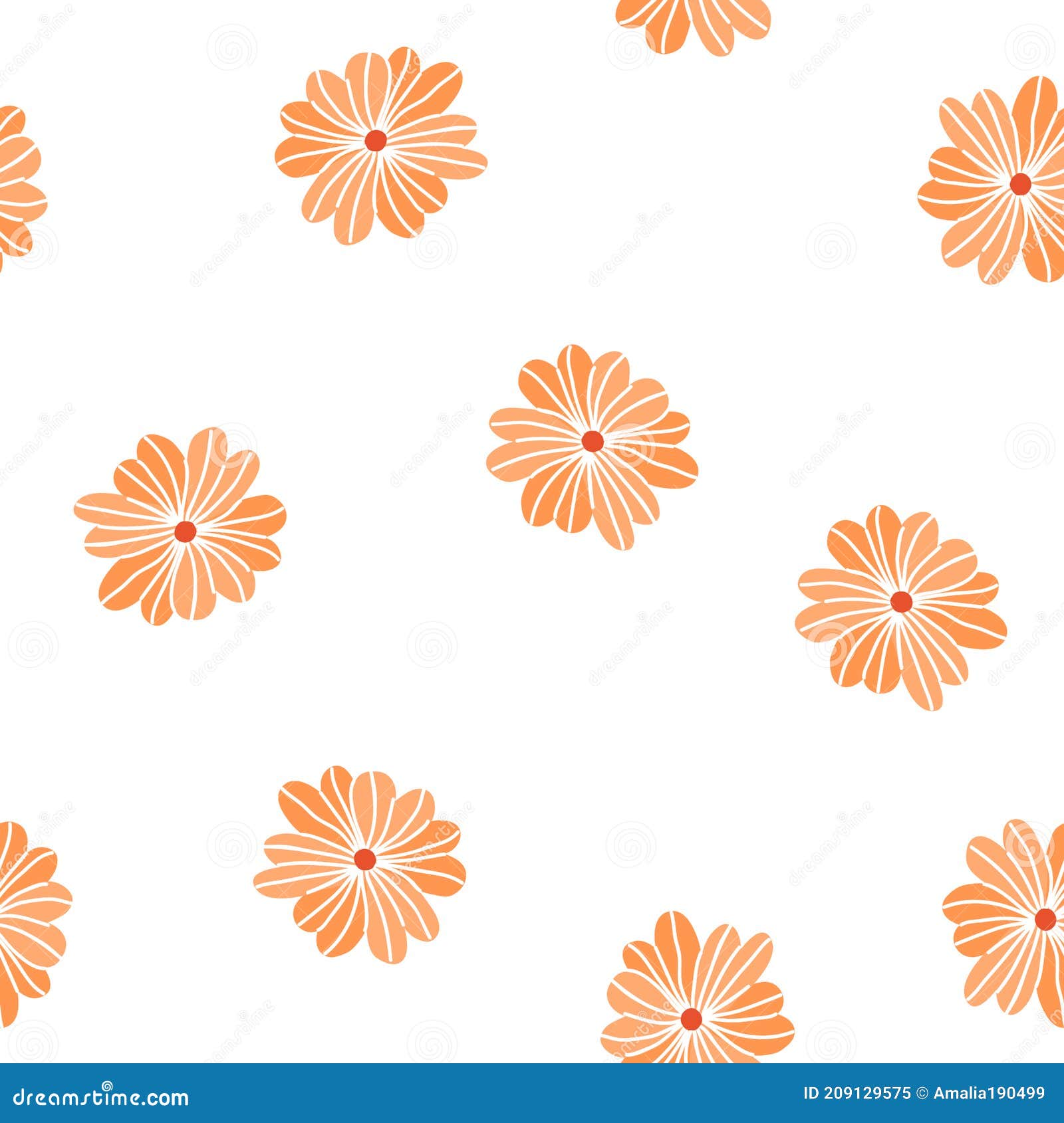 Simple Flower Doodle Repeat Pattern Design Stock Vector - Illustration ...