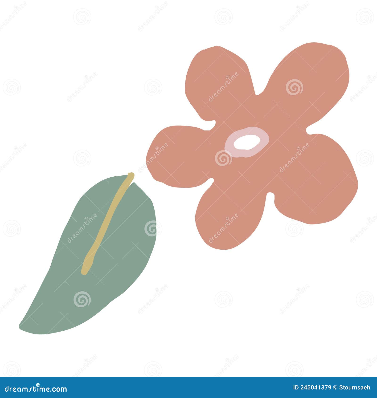 Simple Flower and Leaf Design Element Isolated. Stock Vector ...