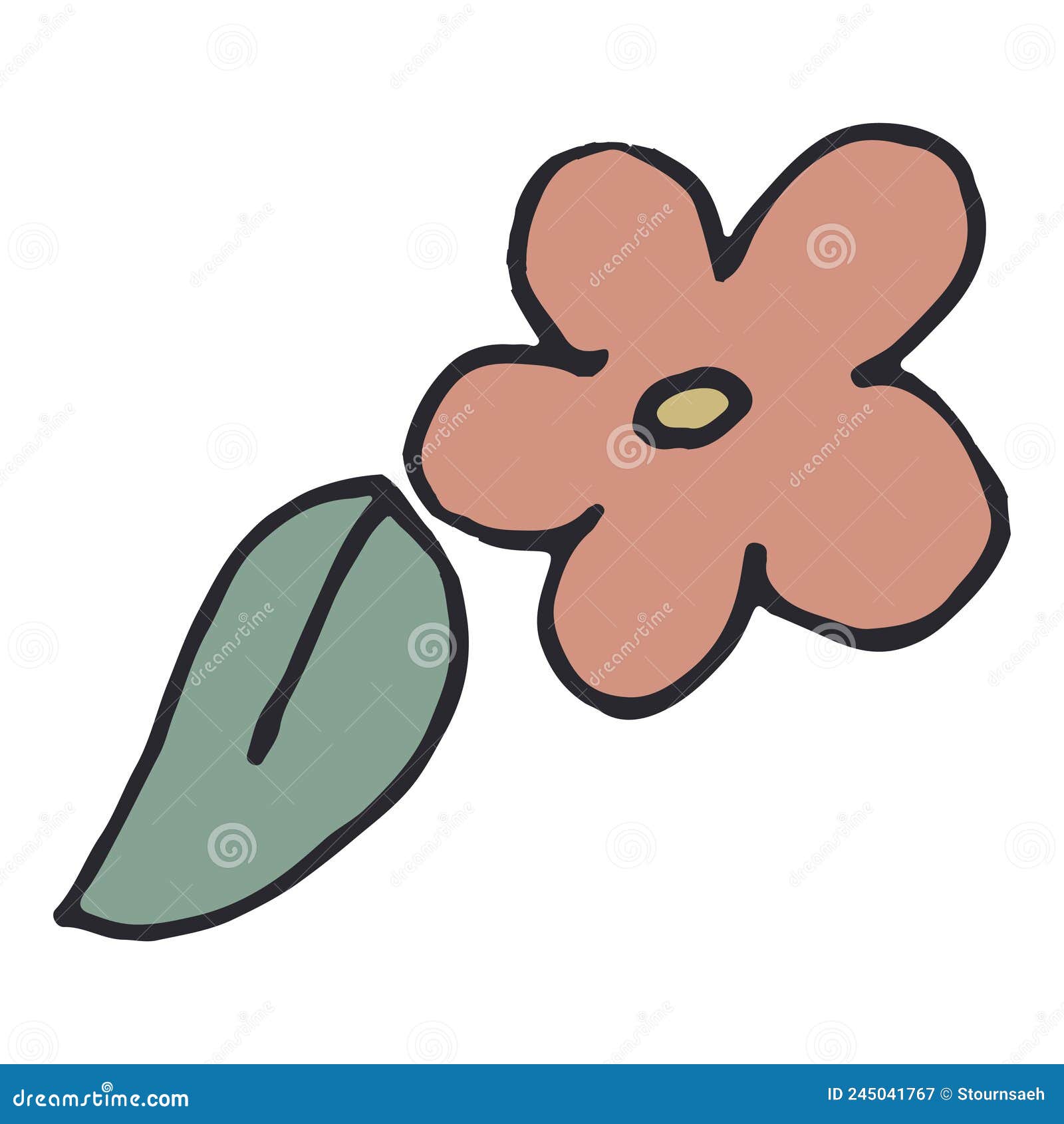 Simple Flower and Leaf Design Element Isolated. Stock Vector ...