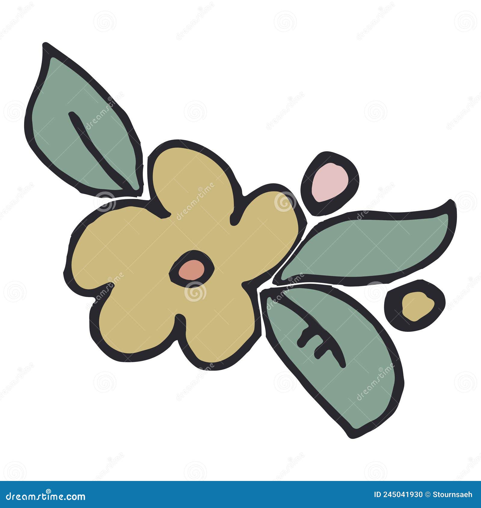 Simple Flower and Leaf Design Element Isolated. Stock Vector ...