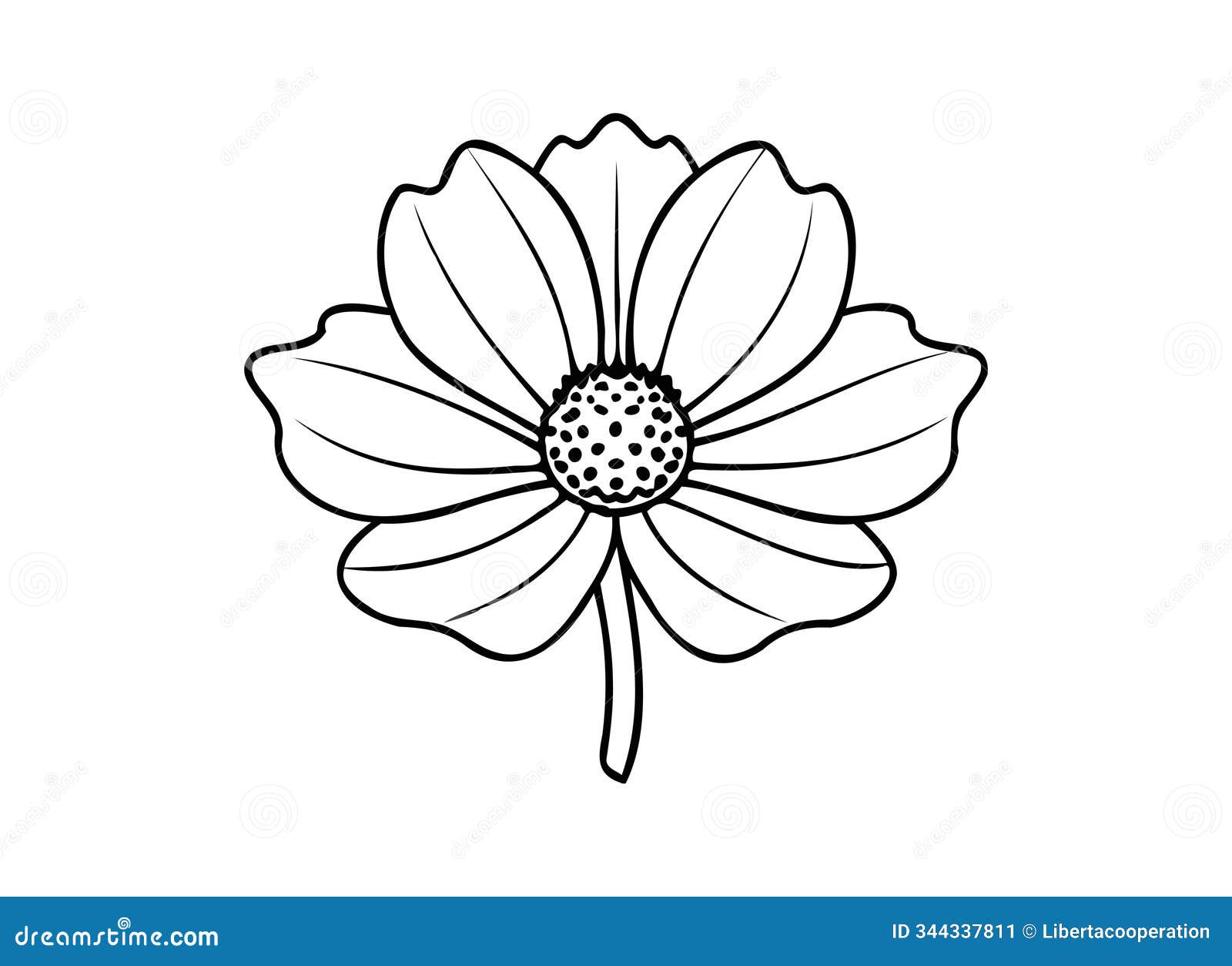 Simple Flower Line Drawing for Botanical and Floral Design Projects ...