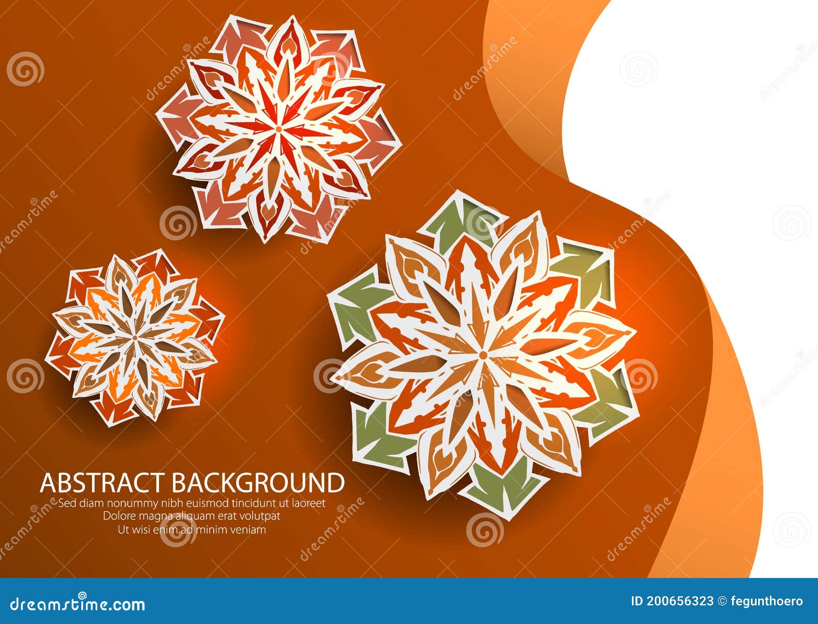 Simple Flower Ornament Orange Background. Design Graphic Vector Stock ...