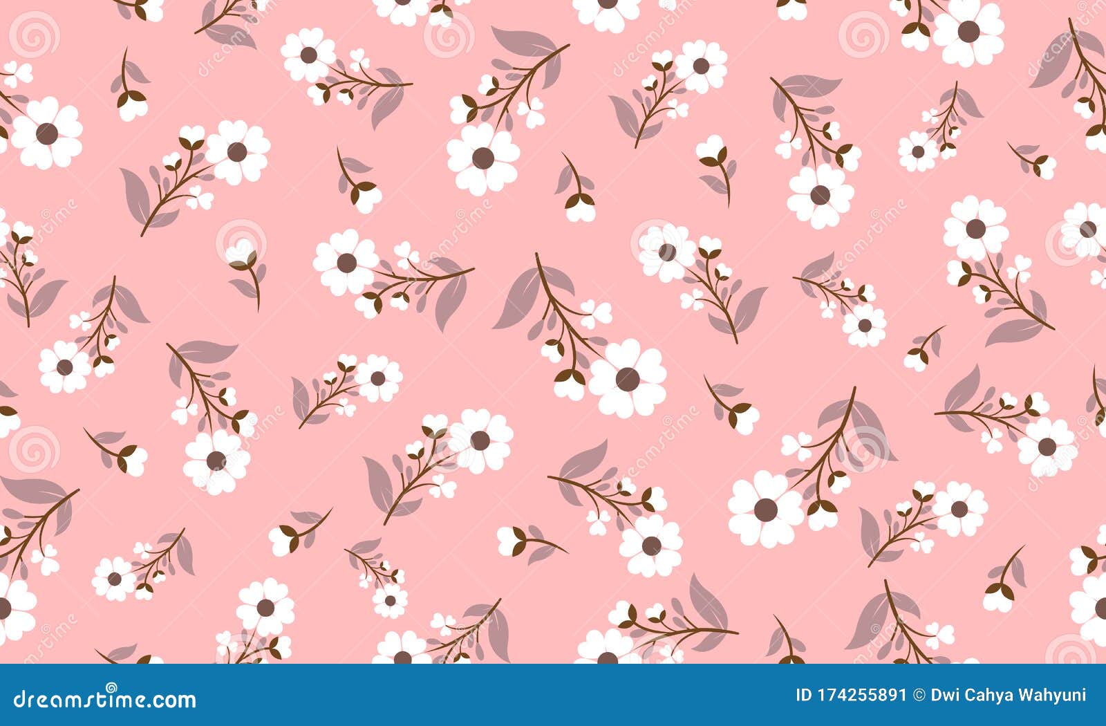 Simple Flower Pattern Background for Spring, with Leaf and Floral Decor ...
