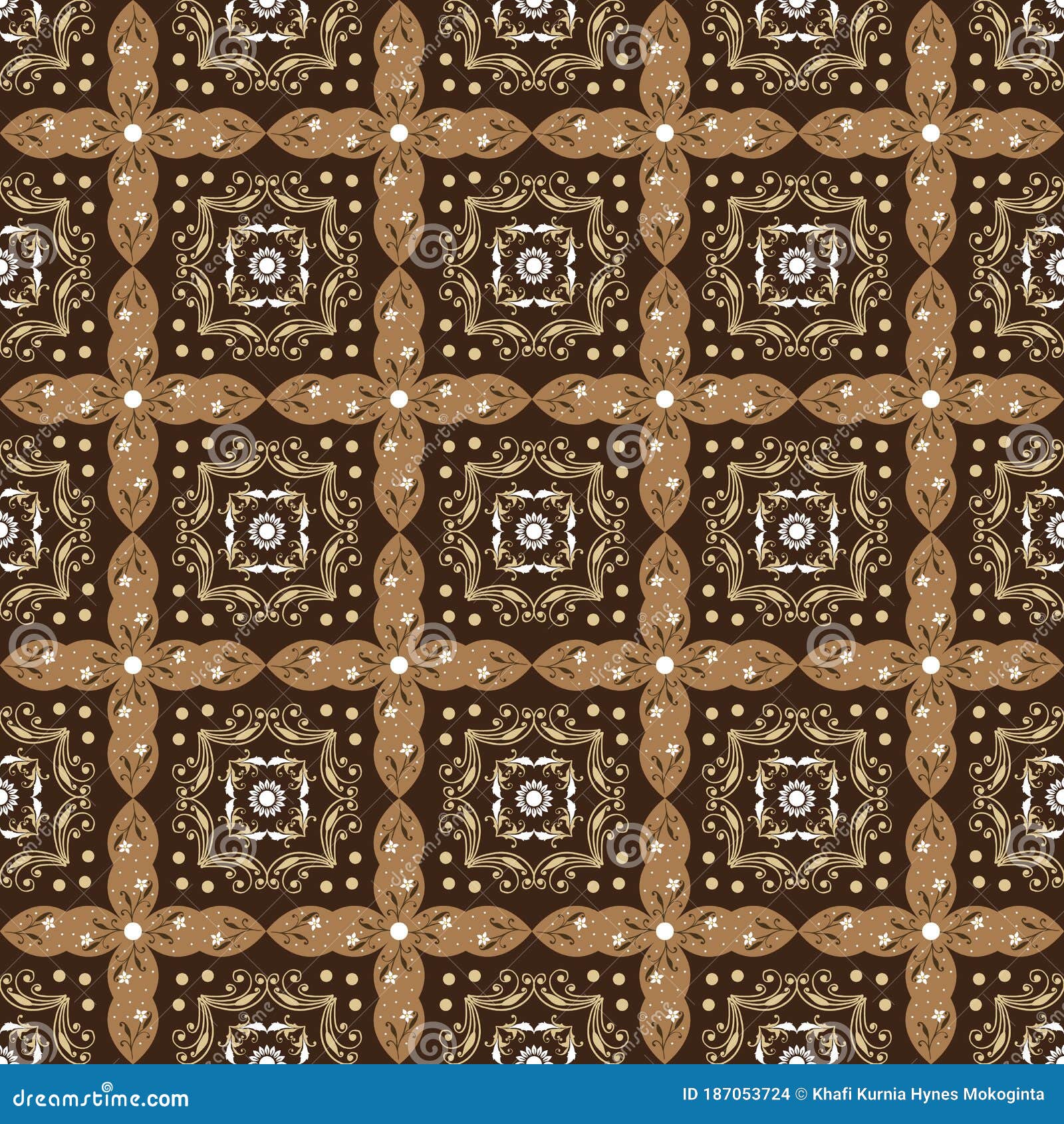 Simple Flower Pattern on Central Java Batik with Mocca Brown Color ...