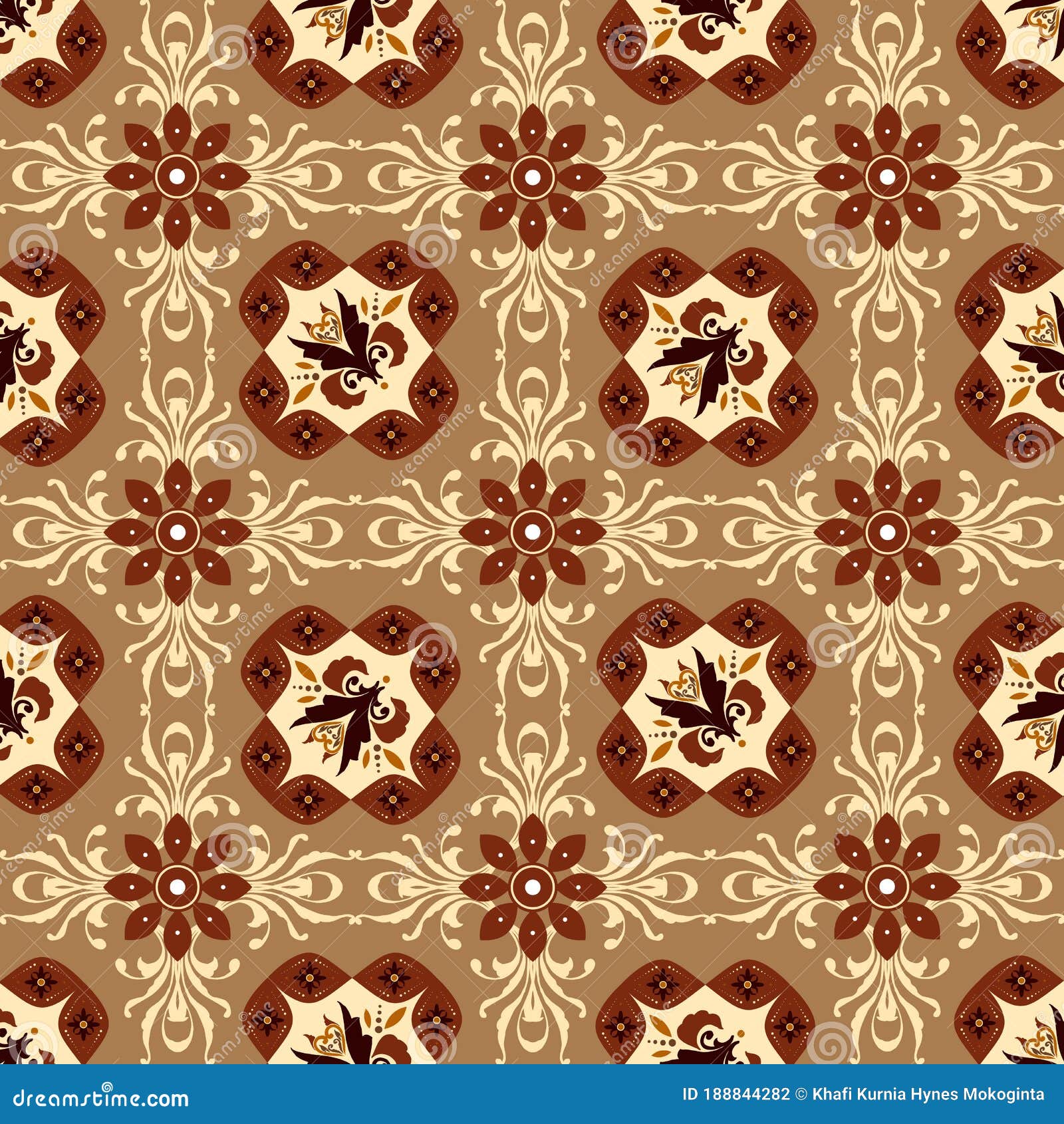 Simple Flower Pattern on Central Java Batik with Mocca Color Stock ...