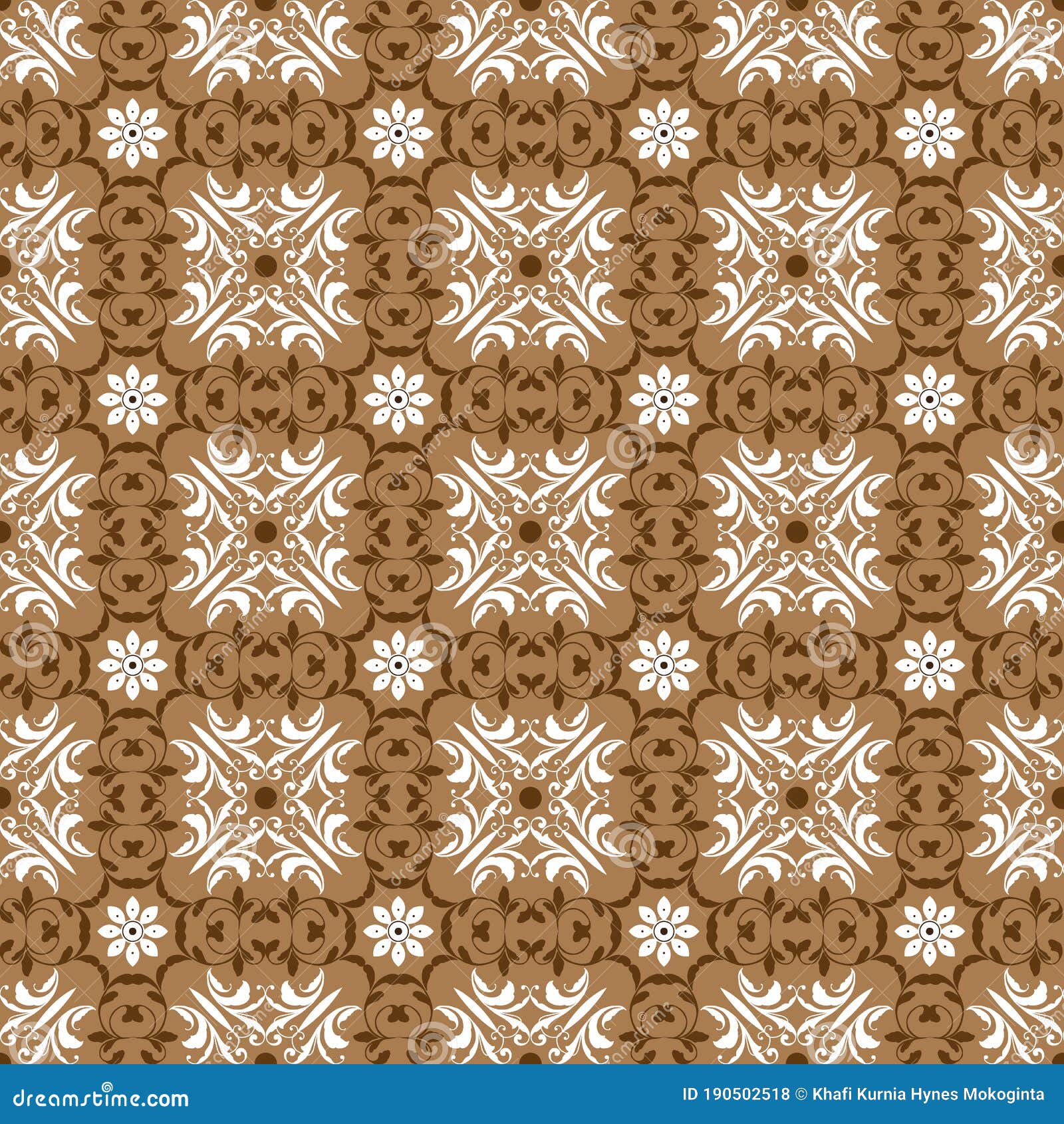 The Simple Flower Pattern on Indonesian Batik with Seamless Mocca Color ...