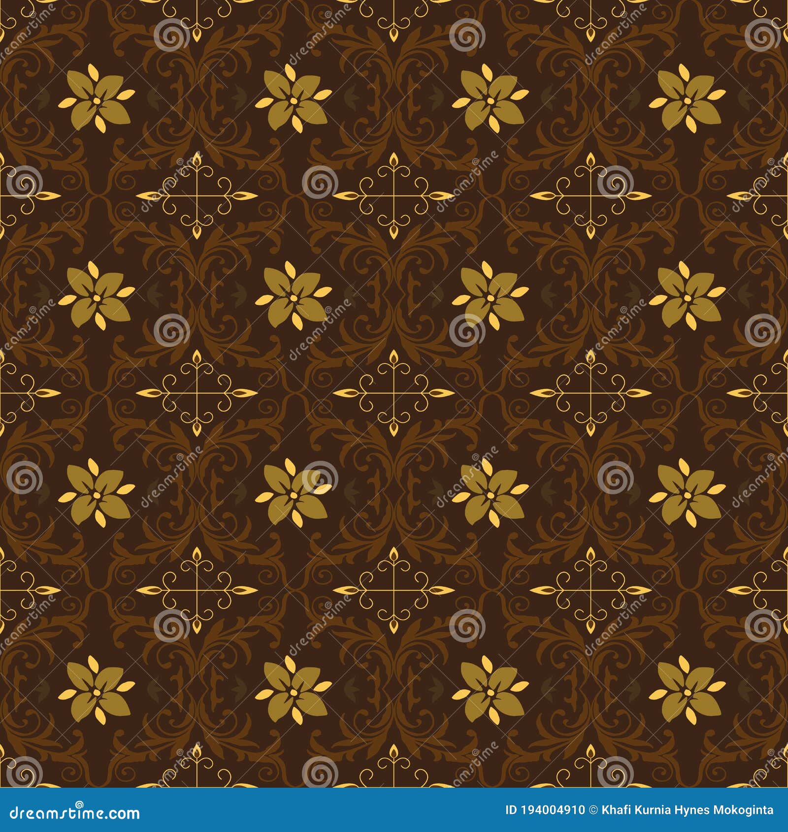 Kawung Batik With Modern Flower Motifs And Smooth Brown Color Design ...