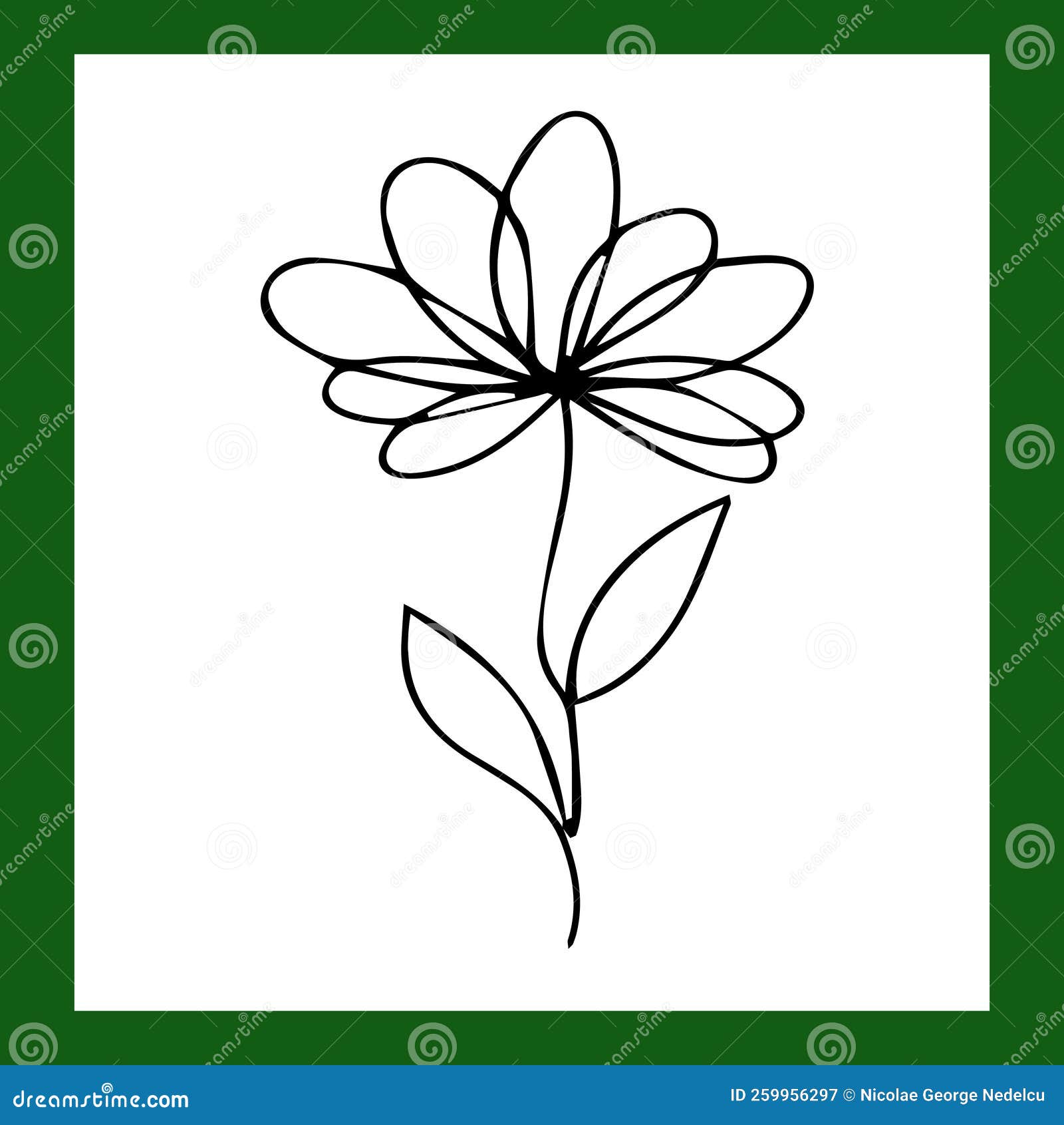 A Simple Flower Sketch Design Made with Specific Elements on a White ...