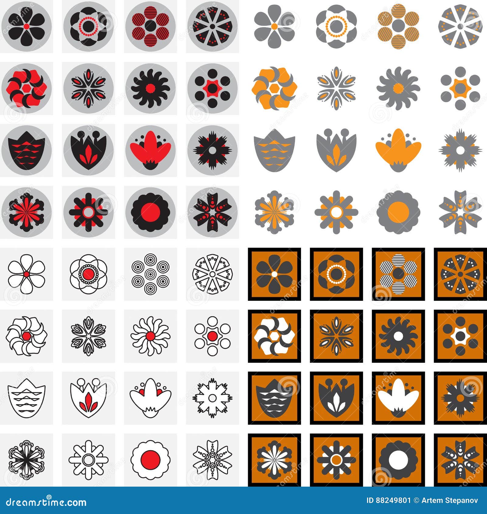 Simple Flower Vector Icons of Different Shapes Stock Vector ...