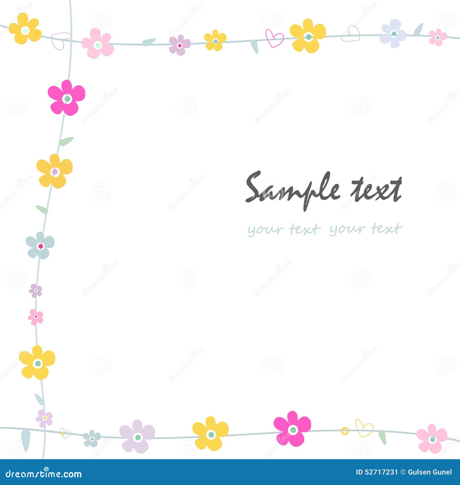 Simple Flowers Decorative Frame Greeting Card Stock Vector ...