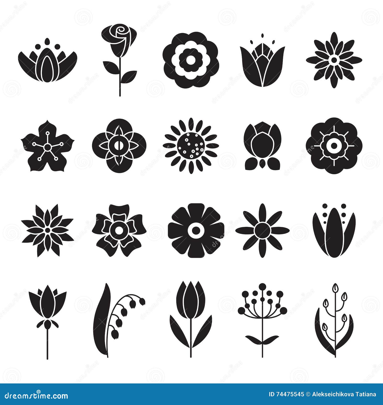 Simple Flowers Icons Set. Universal Icon To Use for Web Stock ...