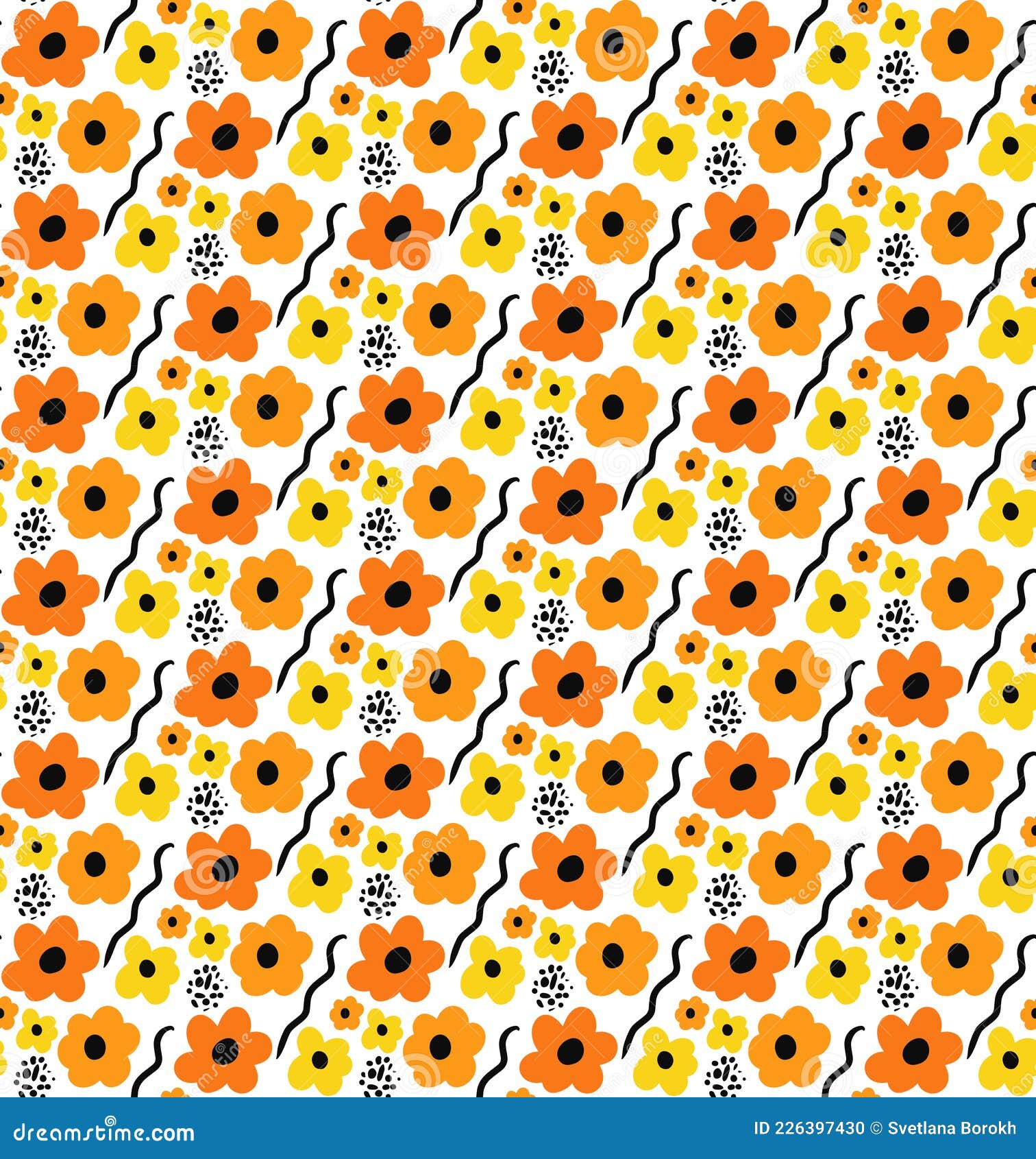 Simple Flowers Pattern. Trendy Repeating Texture Print, Background ...