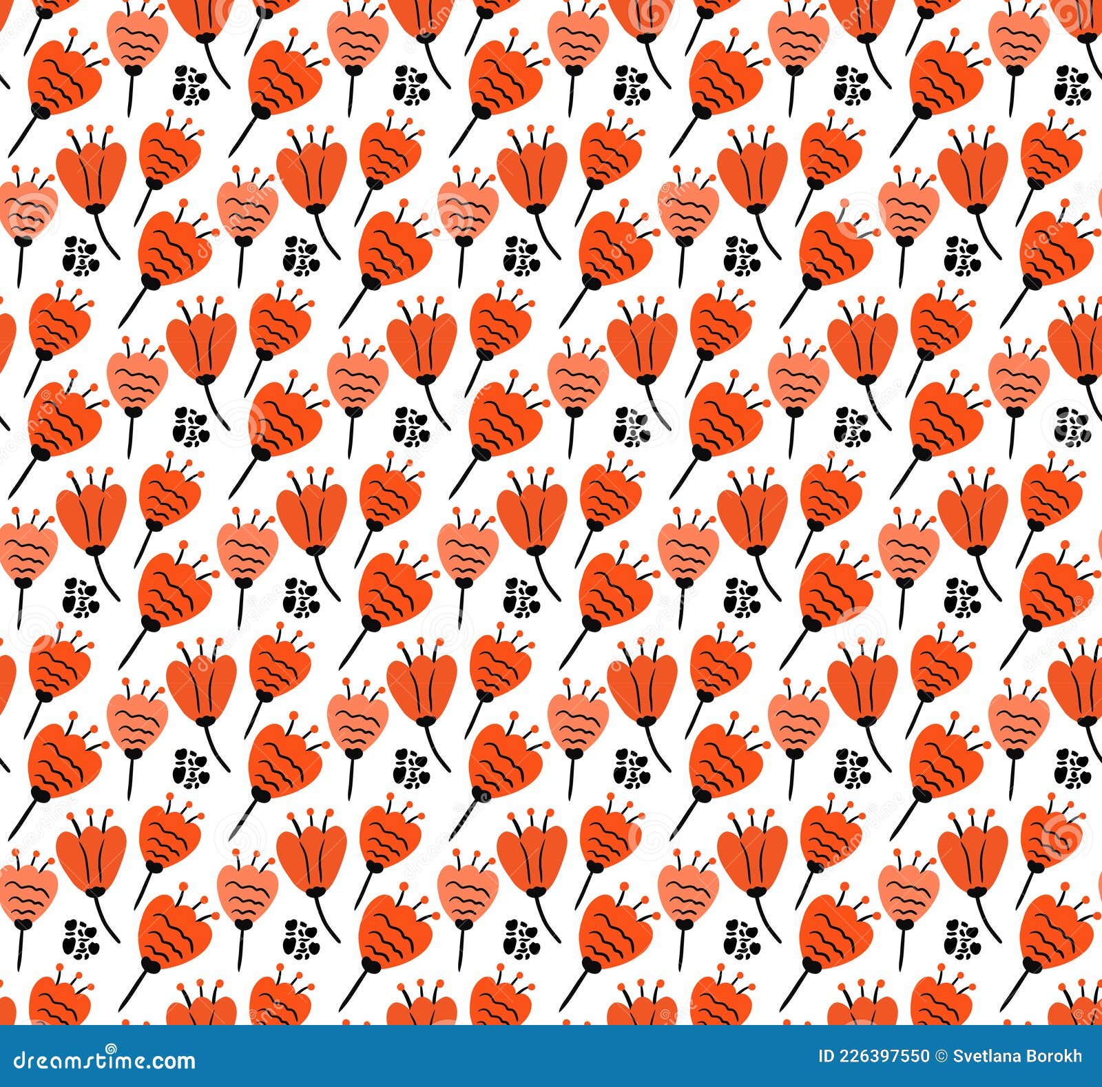 Simple Flowers Pattern. Trendy Repeating Texture Print, Background ...