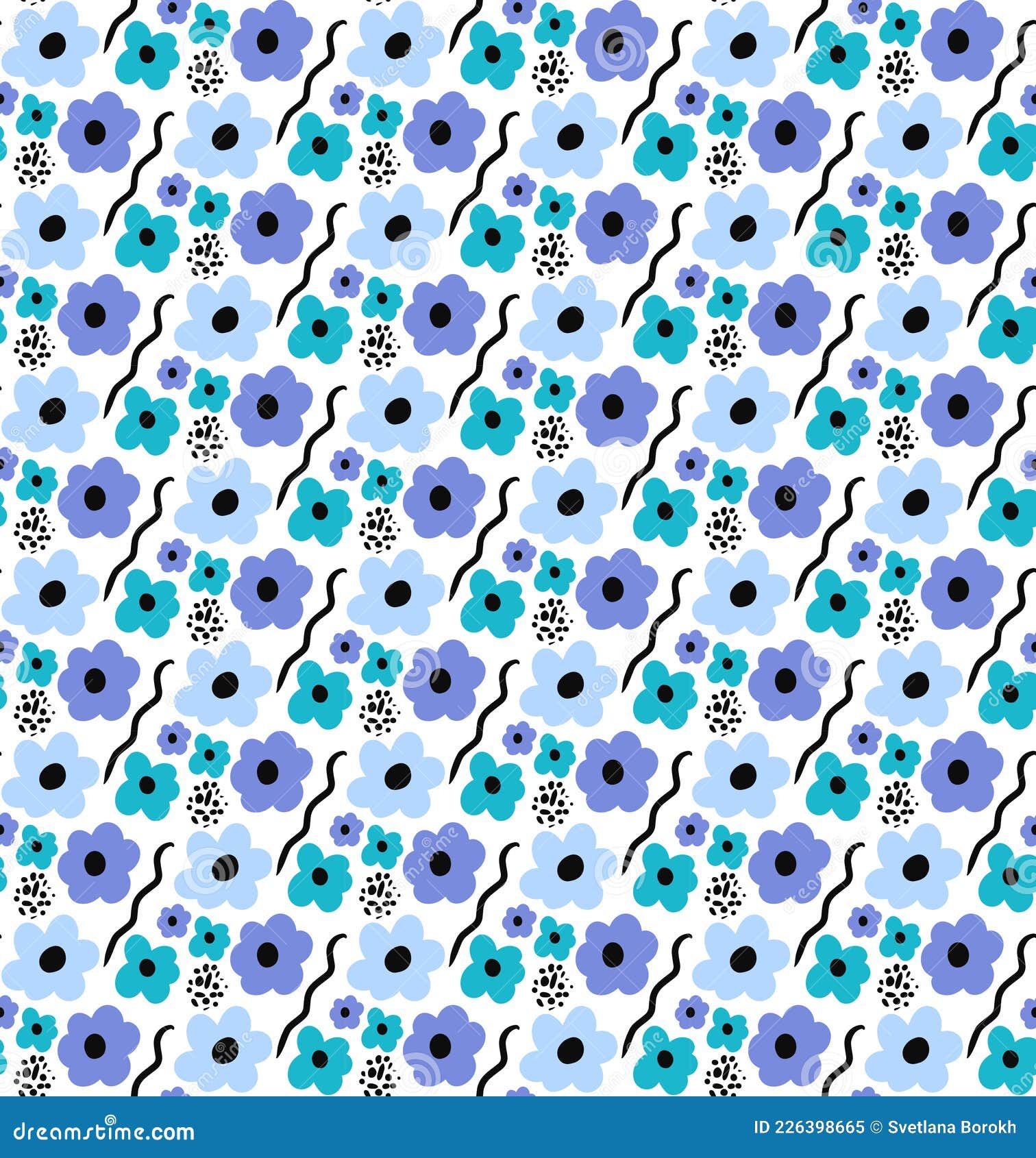 Simple Flowers Pattern. Trendy Repeating Texture Print, Background ...