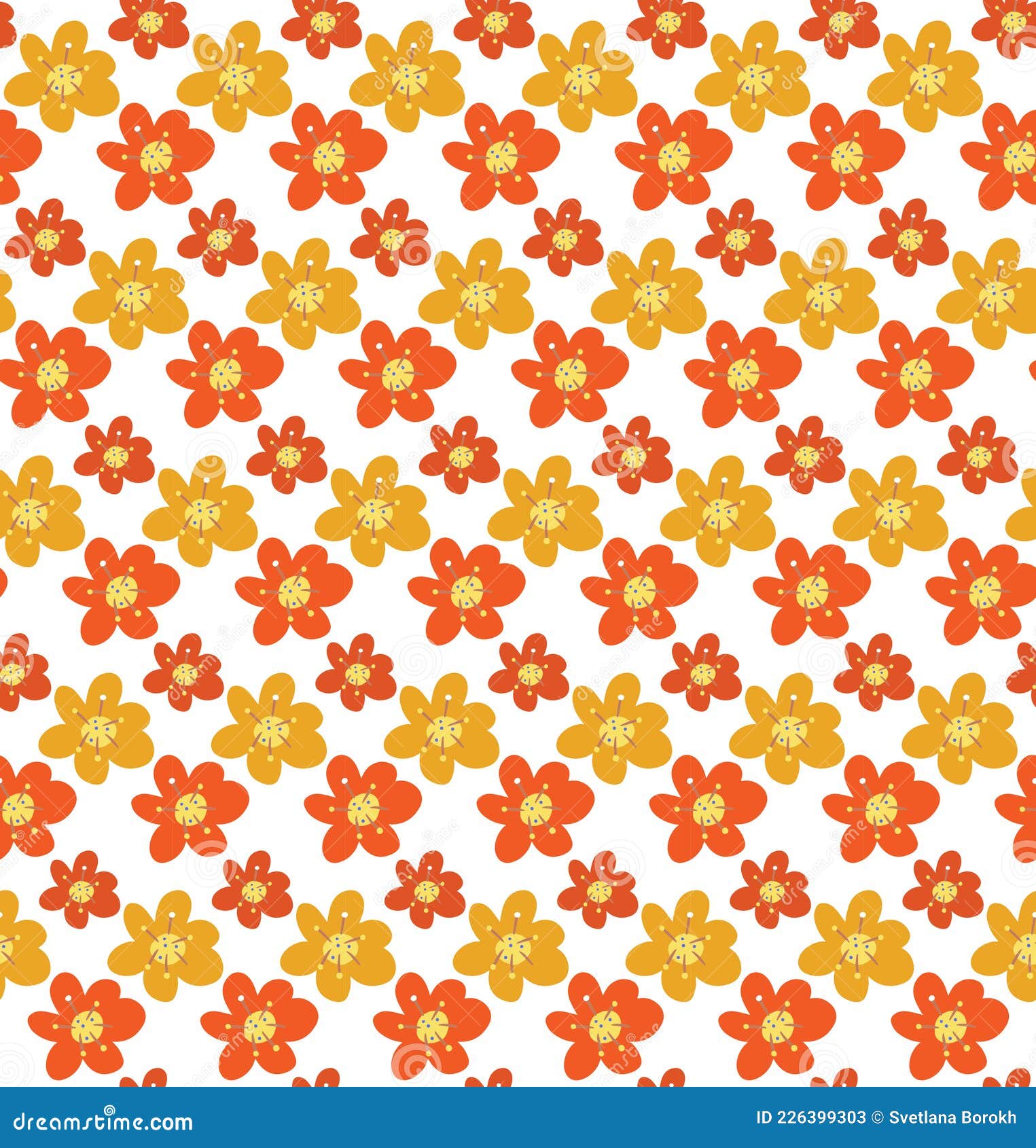 Simple Flowers Pattern. Trendy Repeating Texture Print, Background ...