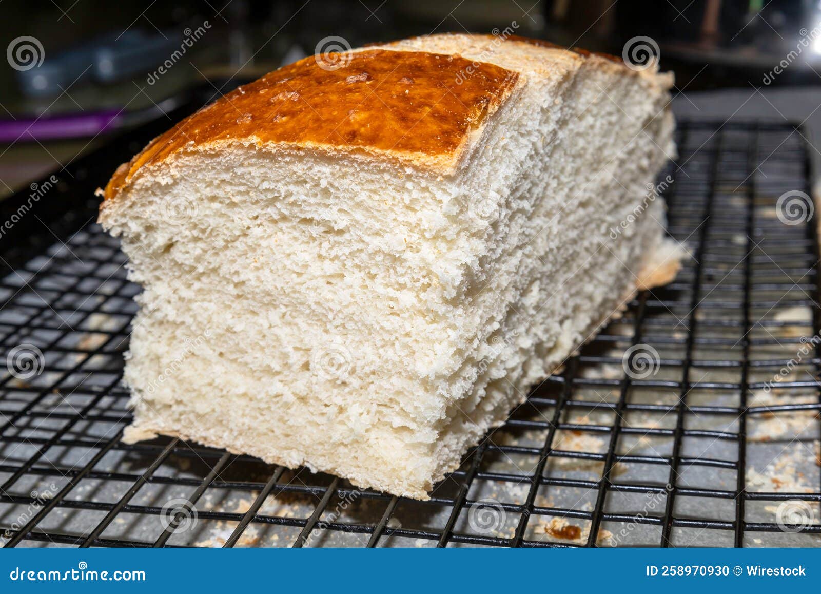 Simple Fluffy Slice of a Bread on a Pan Stock Photo - Image of healthy ...