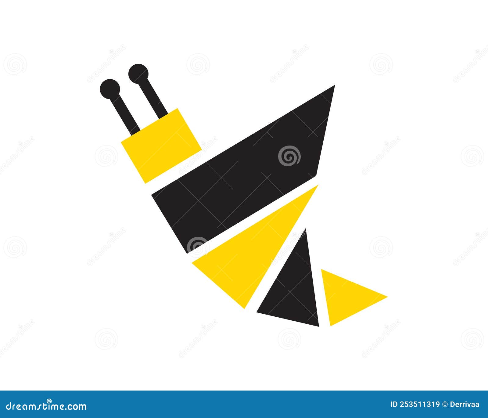 Simple Flying Bee Illustration with Flat Design Style Stock Vector ...