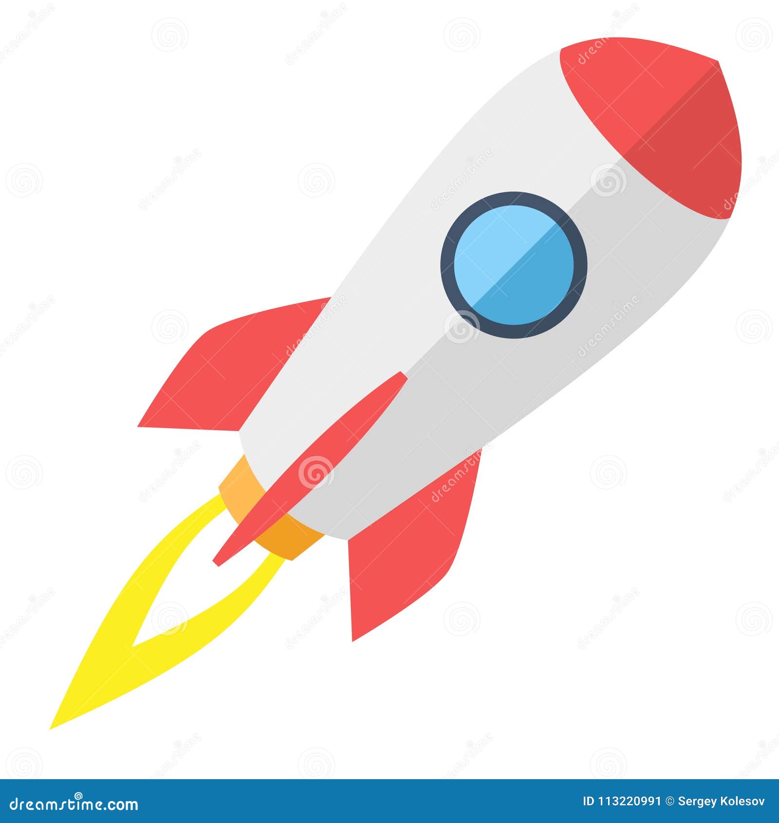 Simple Flying Rocket, Spaceship Stock Vector - Illustration of flat ...