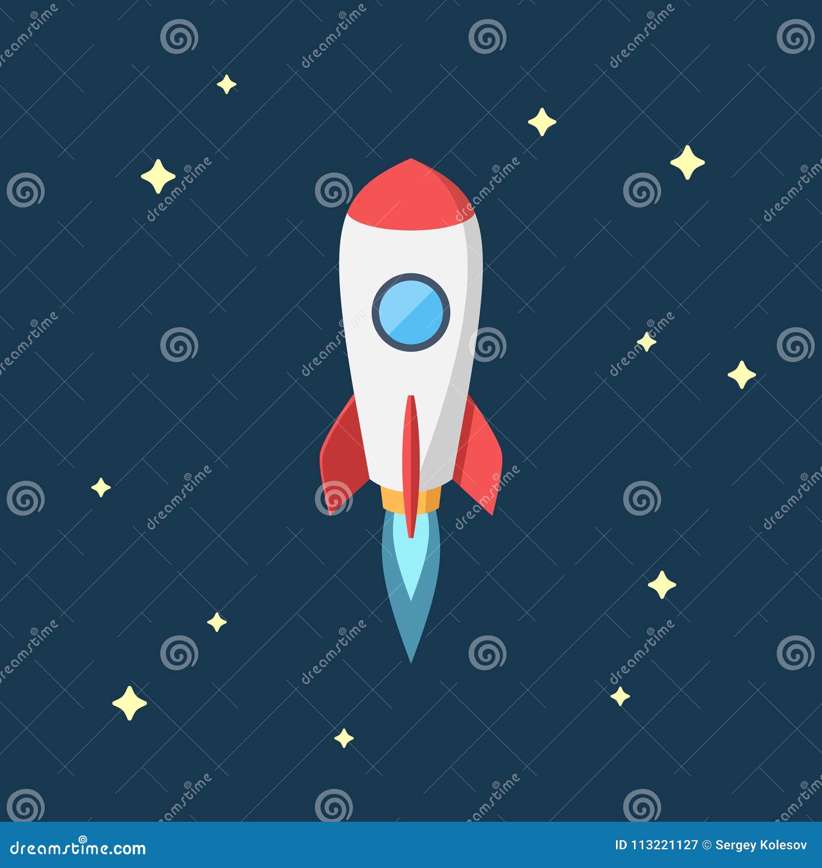 Simple Flying Rocket, Spaceship Stock Vector - Illustration of ship ...