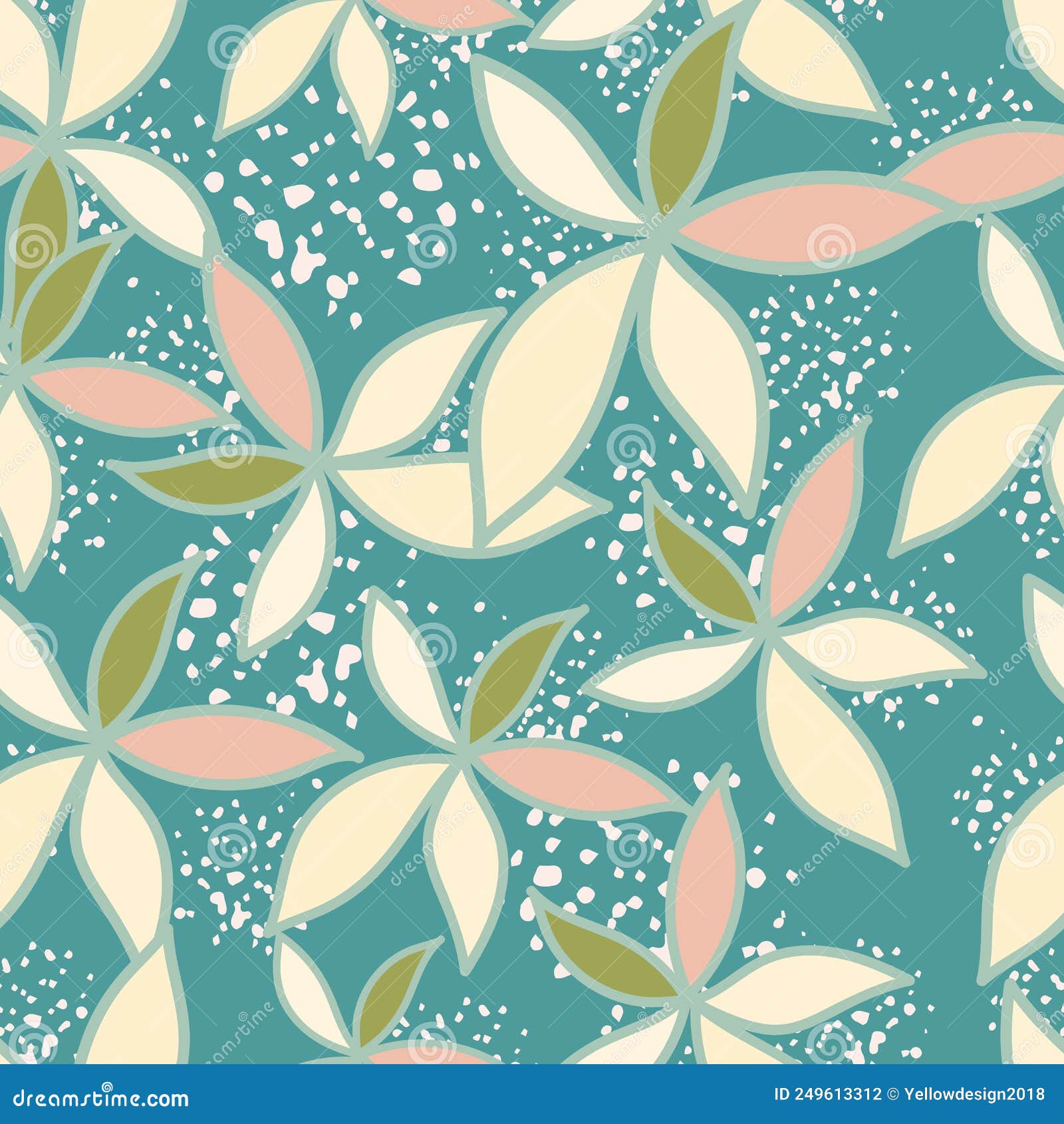 Simple Foliage Seamless Pattern. Doodle Leaves Wallpaper Stock Vector ...