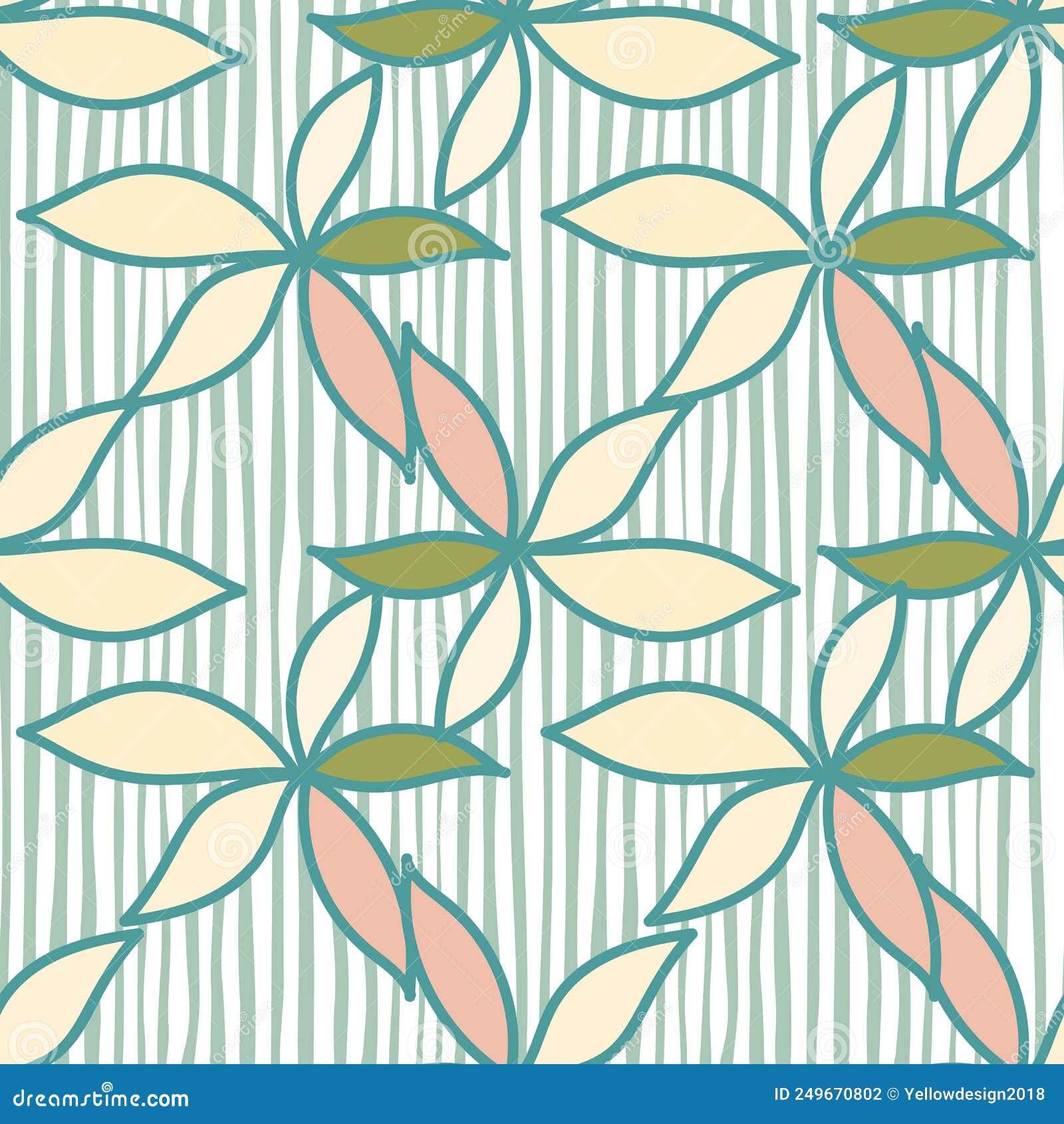 Simple Foliage Seamless Pattern. Doodle Leaves Wallpaper Stock Vector ...