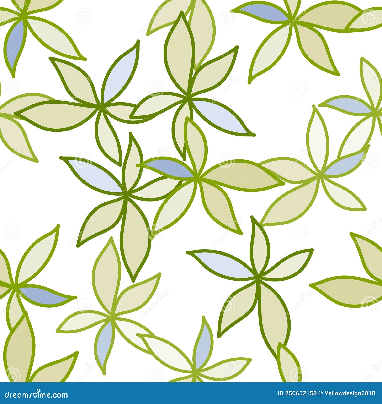 Simple Foliage Seamless Pattern. Doodle Leaves Wallpaper Stock Vector ...