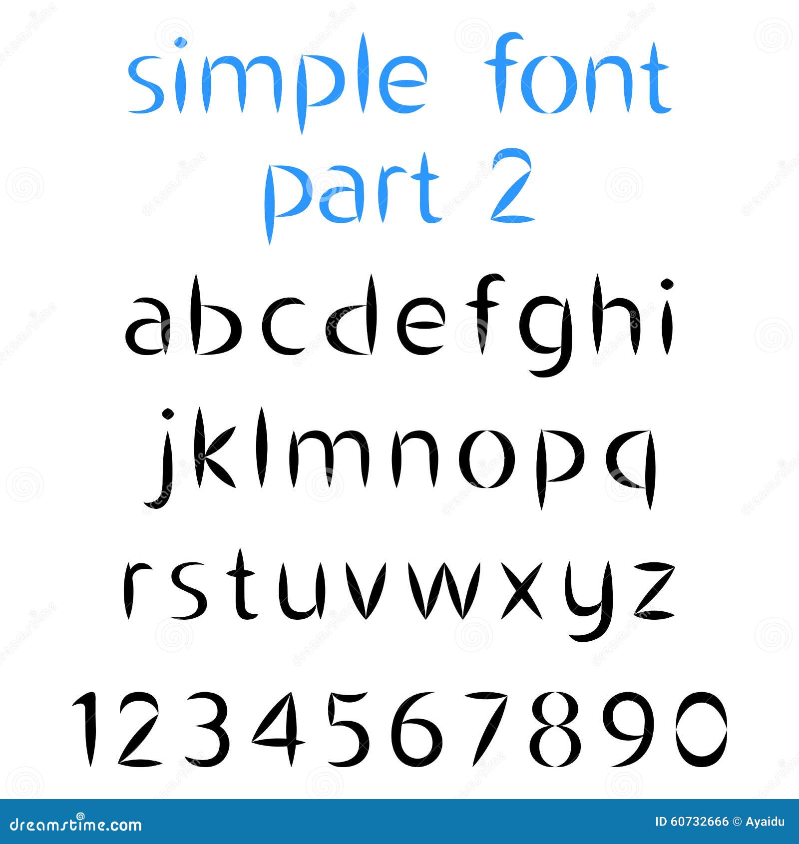 Simple Font, the Second Part. Lowercase Letters and Numbers.Vector ...