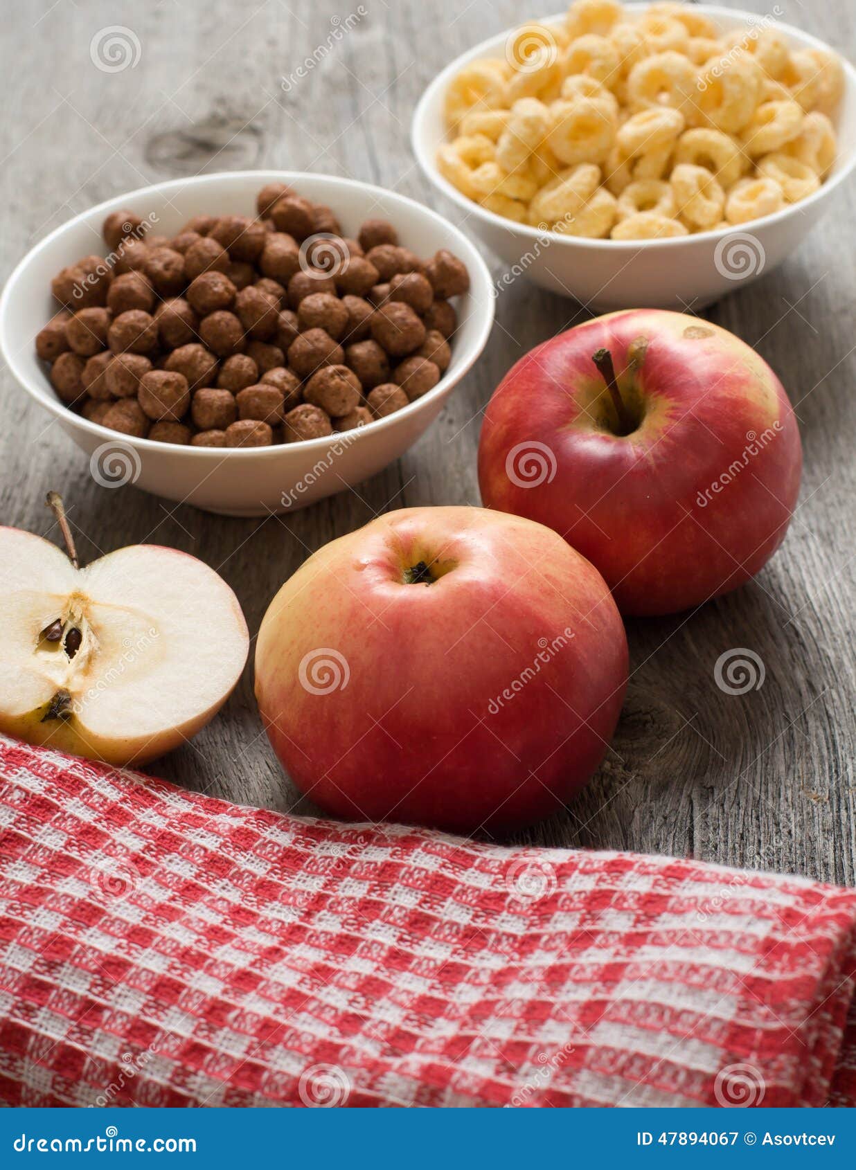 The Simple Food Composition with Apples and Corn Flacks Stock Image ...